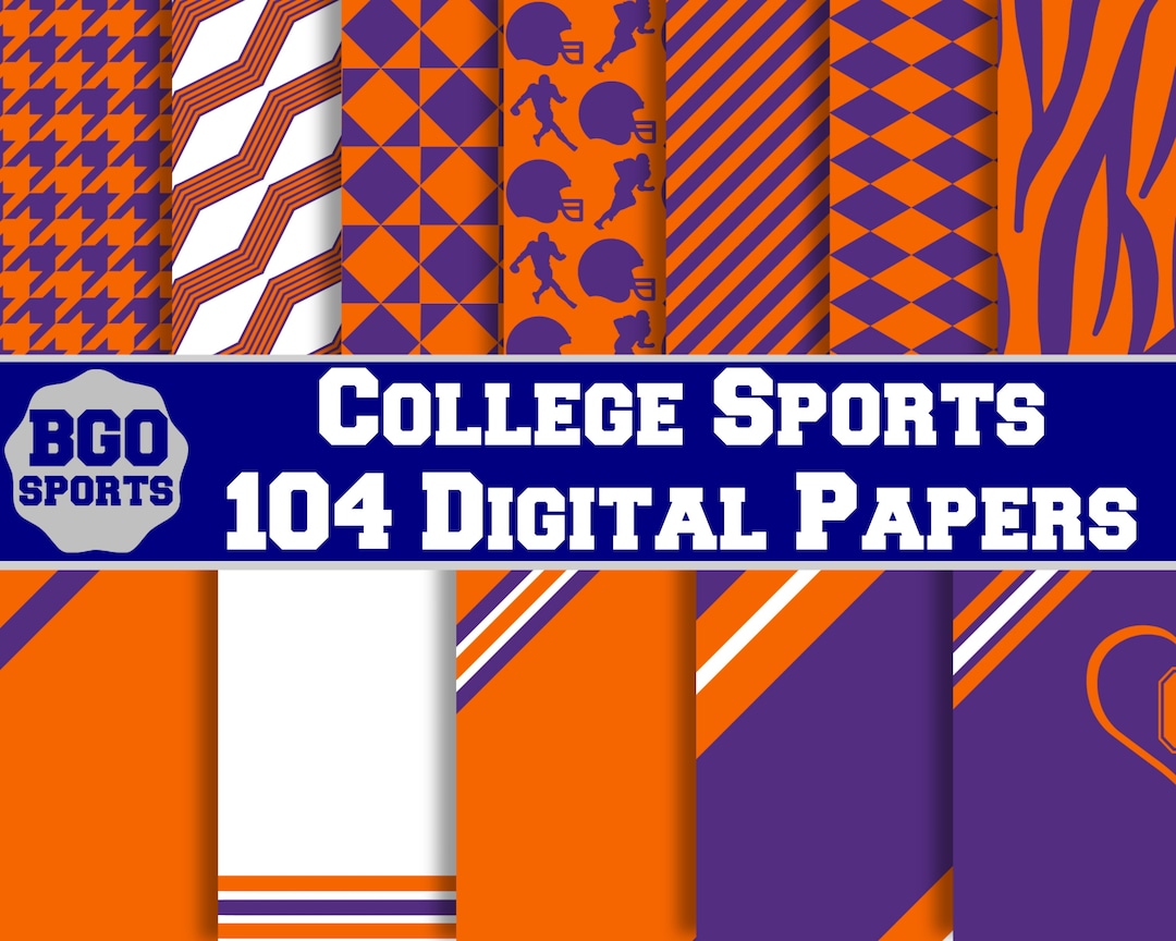 Orange and Purple 104 Printable Digital Papers Pack, College Football ...