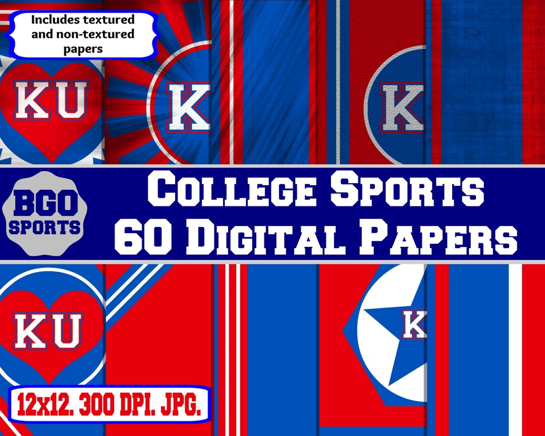 Blue and Crimson 60 Printable Digital Papers Pack, College Football ...