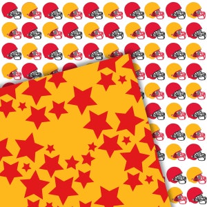 Red and Gold Football Digital Paper Pack, Sports Fans, Commercial Use ...