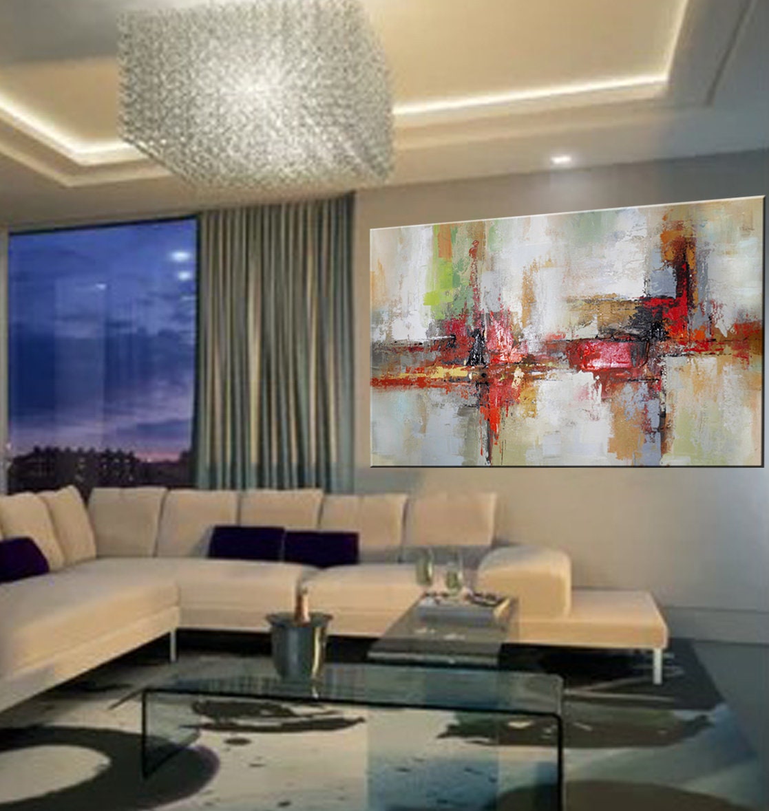 Abstract Art Red Acrylic Painting Original Hand Painted Heavy - Etsy UK