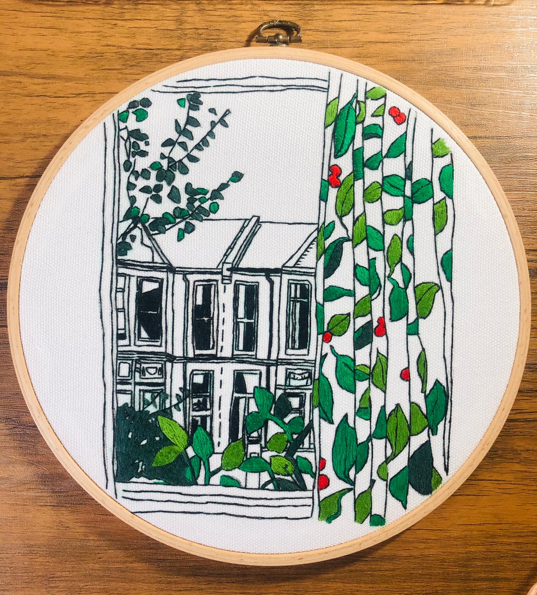 Handmade Embroidery Architecture, Embroidery Wall Art Framed, Living ...
