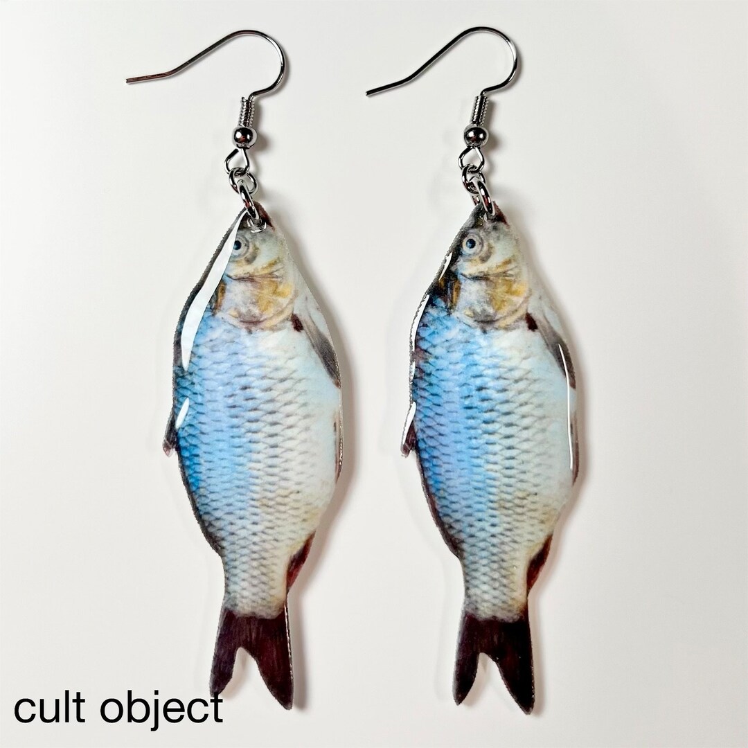 Realistic Fish Dangling Earrings - Mackerel - Mini Food - Pan Fish ...