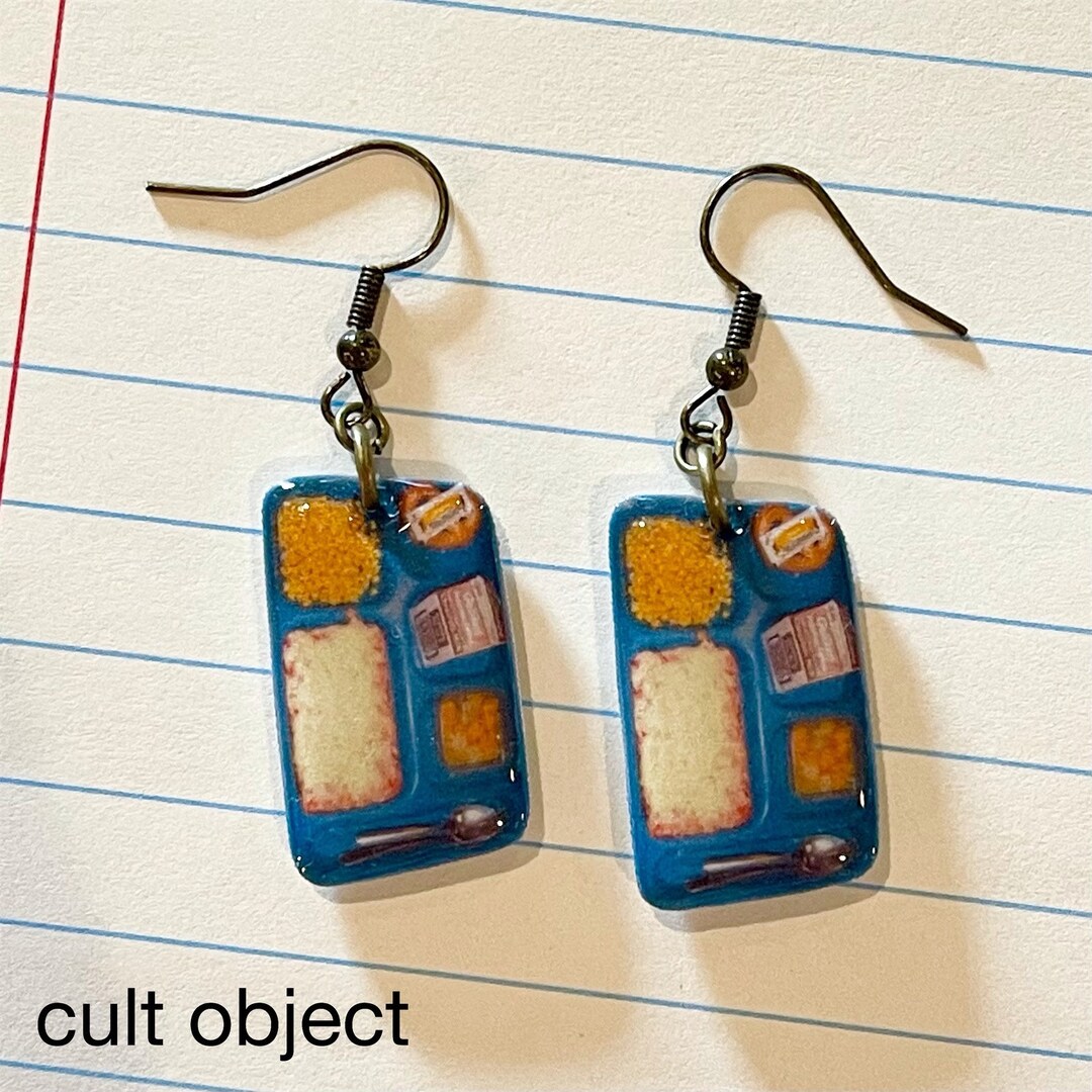Original Throwback School Lunch Tray Dangle Drop Earrings - Pizza Lunch ...