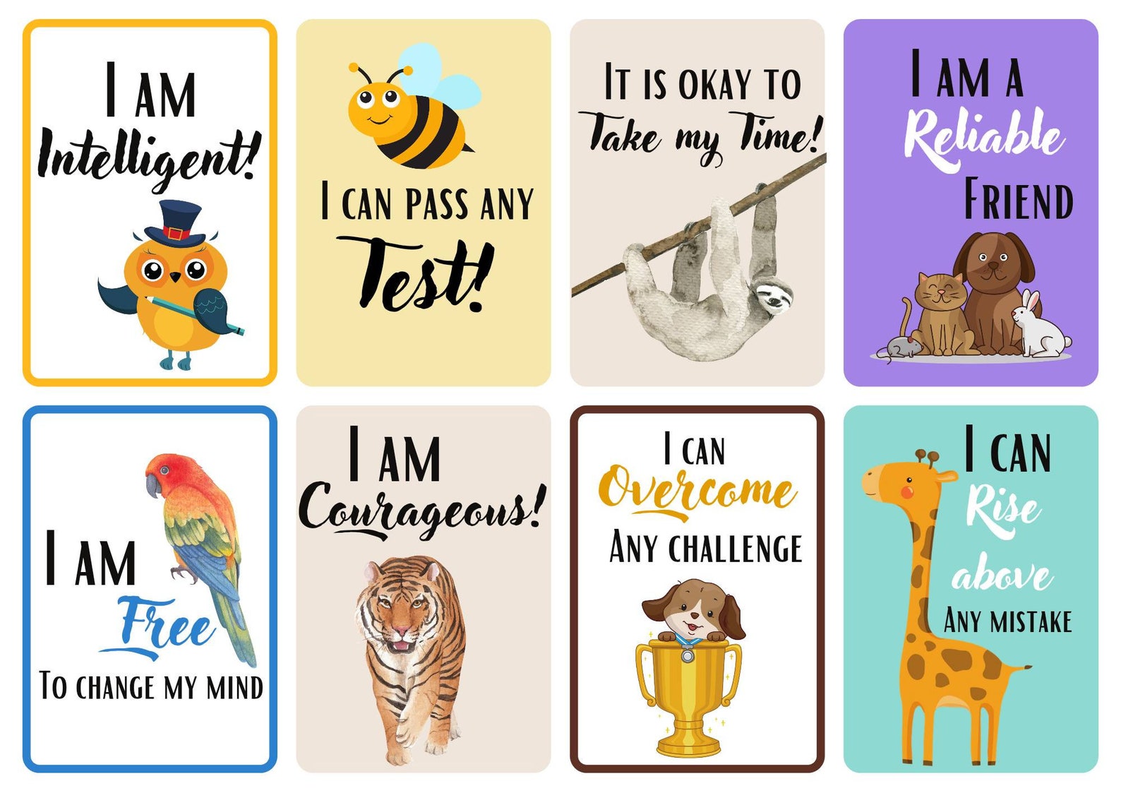 Children Affirmation Cards, Affirmations for Kids, Kids Animal Daily ...