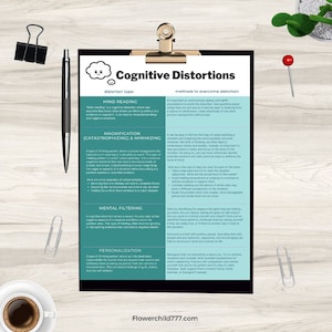 Thought Challenging Cognitive Distortions Worksheets, CBT Cognitive ...