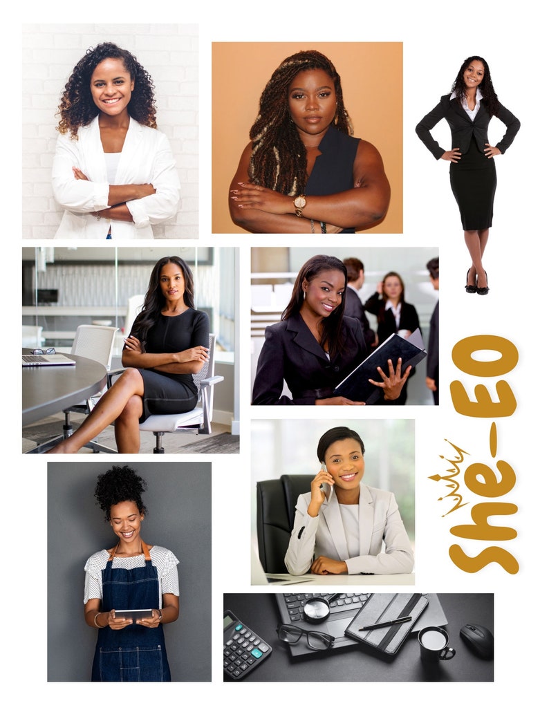 Black Woman Vision Board Printable, Money Business Entrepreneur 2024 ...