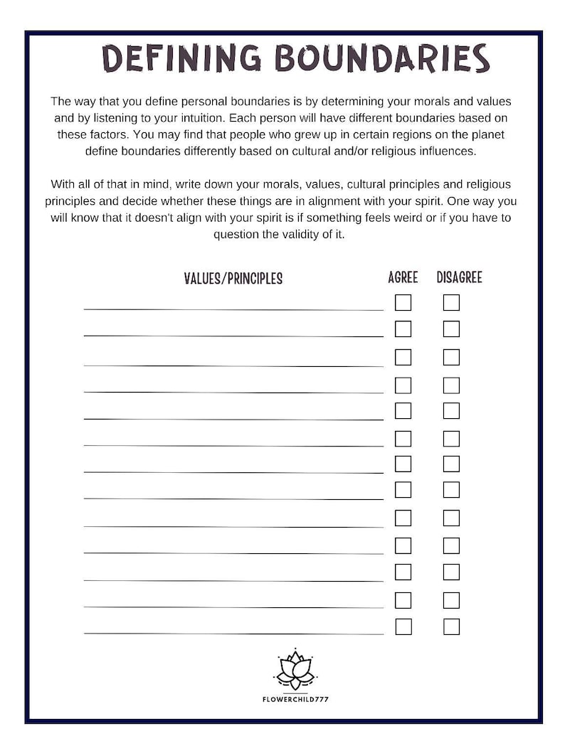 Boundaries Workbook, Printable Setting Boundaries Worksheet, Journal ...