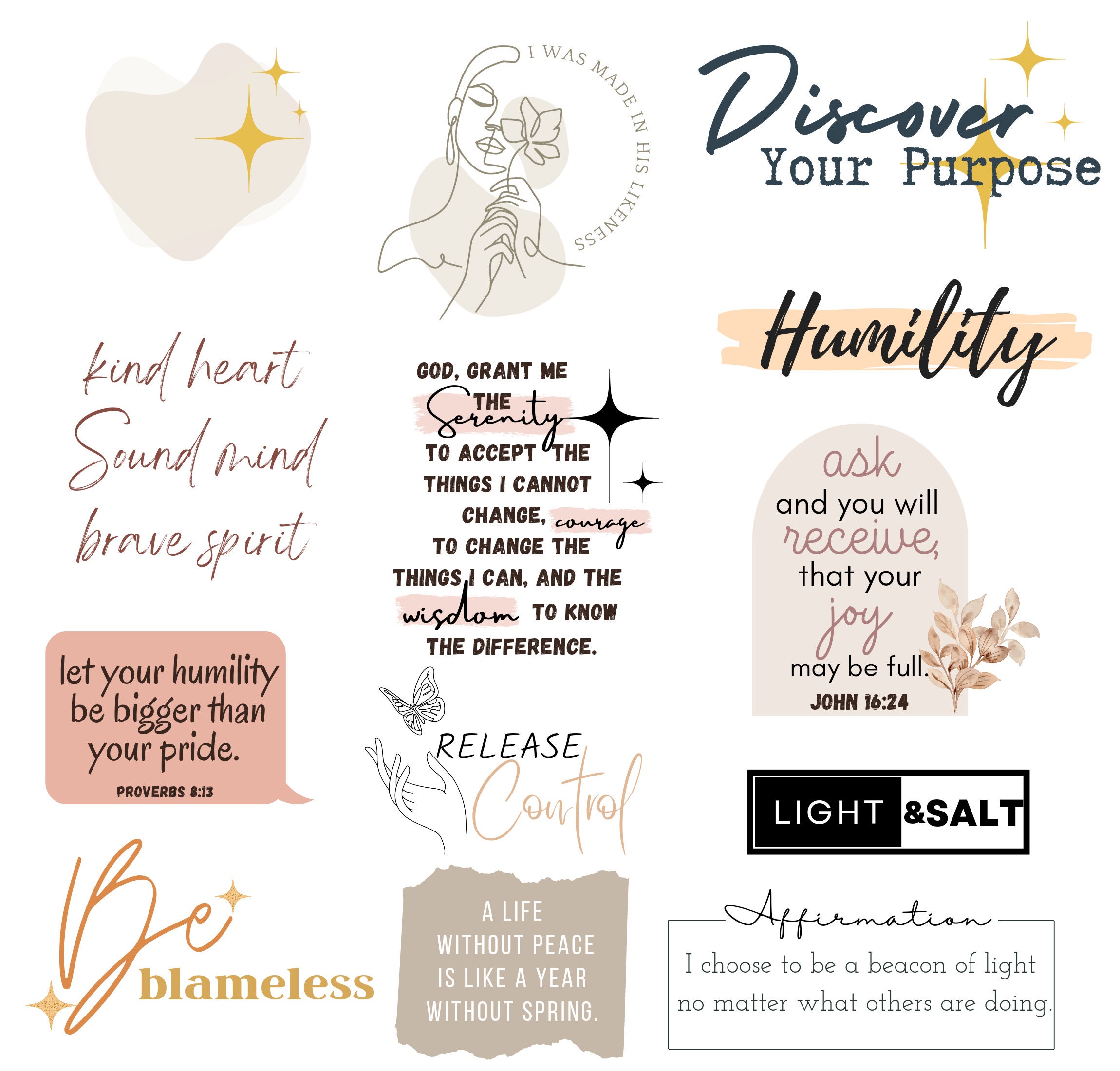 Daily Affirmation Stickers Digital Planner Stickers, Faith Stickers ...