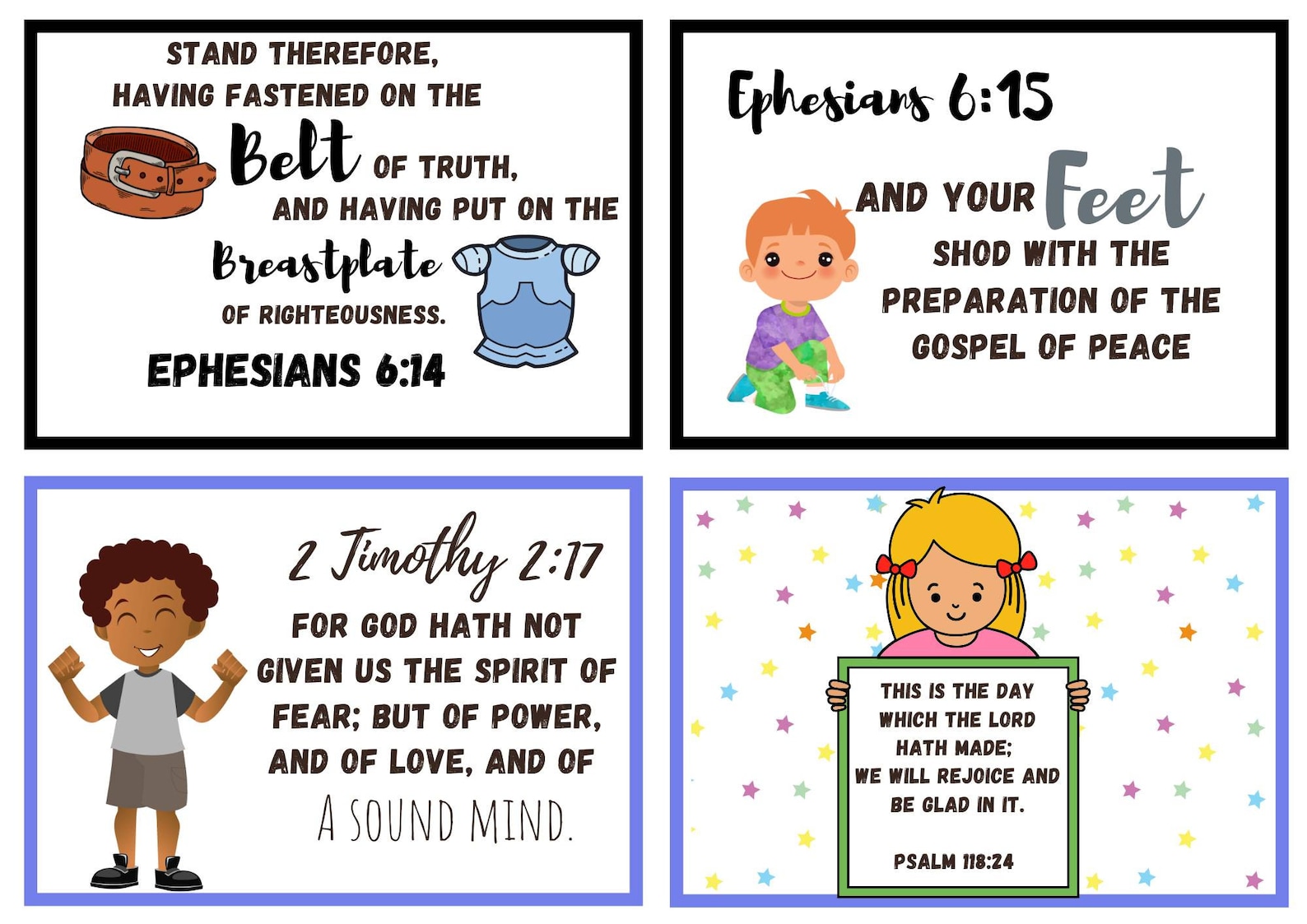 Kids Scripture Flashcards Printable, Kids Bible Cards, Kids Bible ...