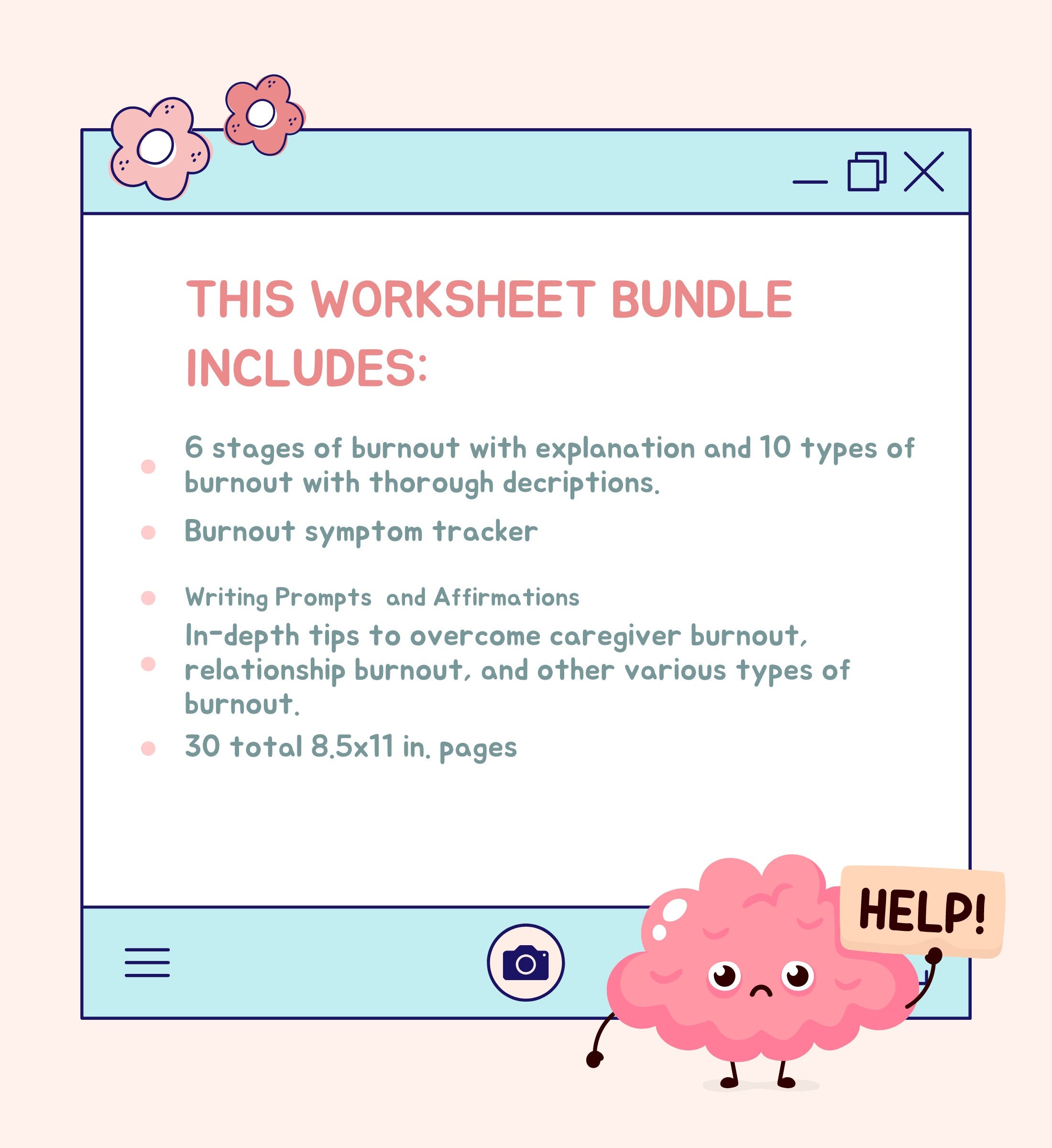 Self Care for Burnout Stay at Home Mom Burnout Tips Workbook, Stress ...