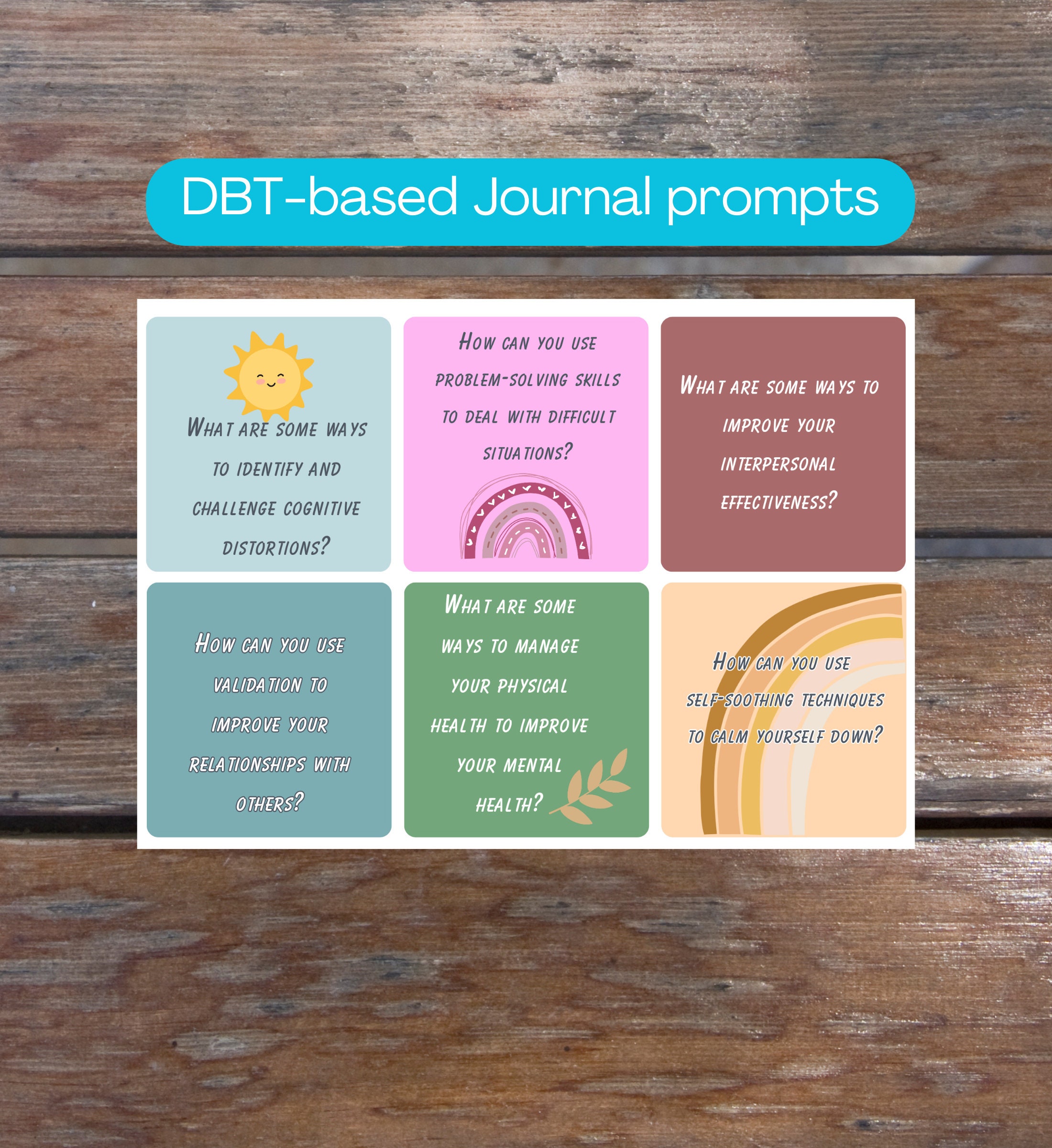 DBT Journal Prompts, Emotional Regulation Cards, Mental Health ...