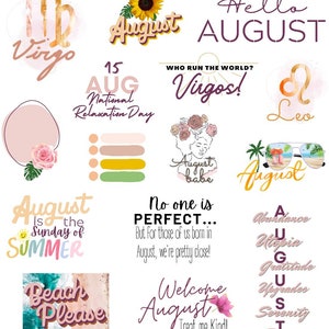 August Digital Stickers Summer Digital Planner Stickers Leo - Etsy