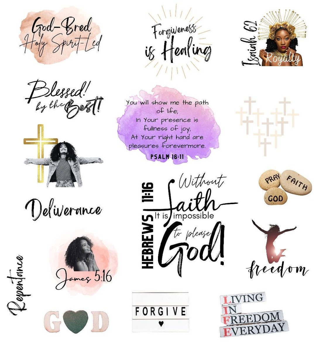 Faith Digital Stickers, Religious Stickers Png, Bible Verse Png Planner ...
