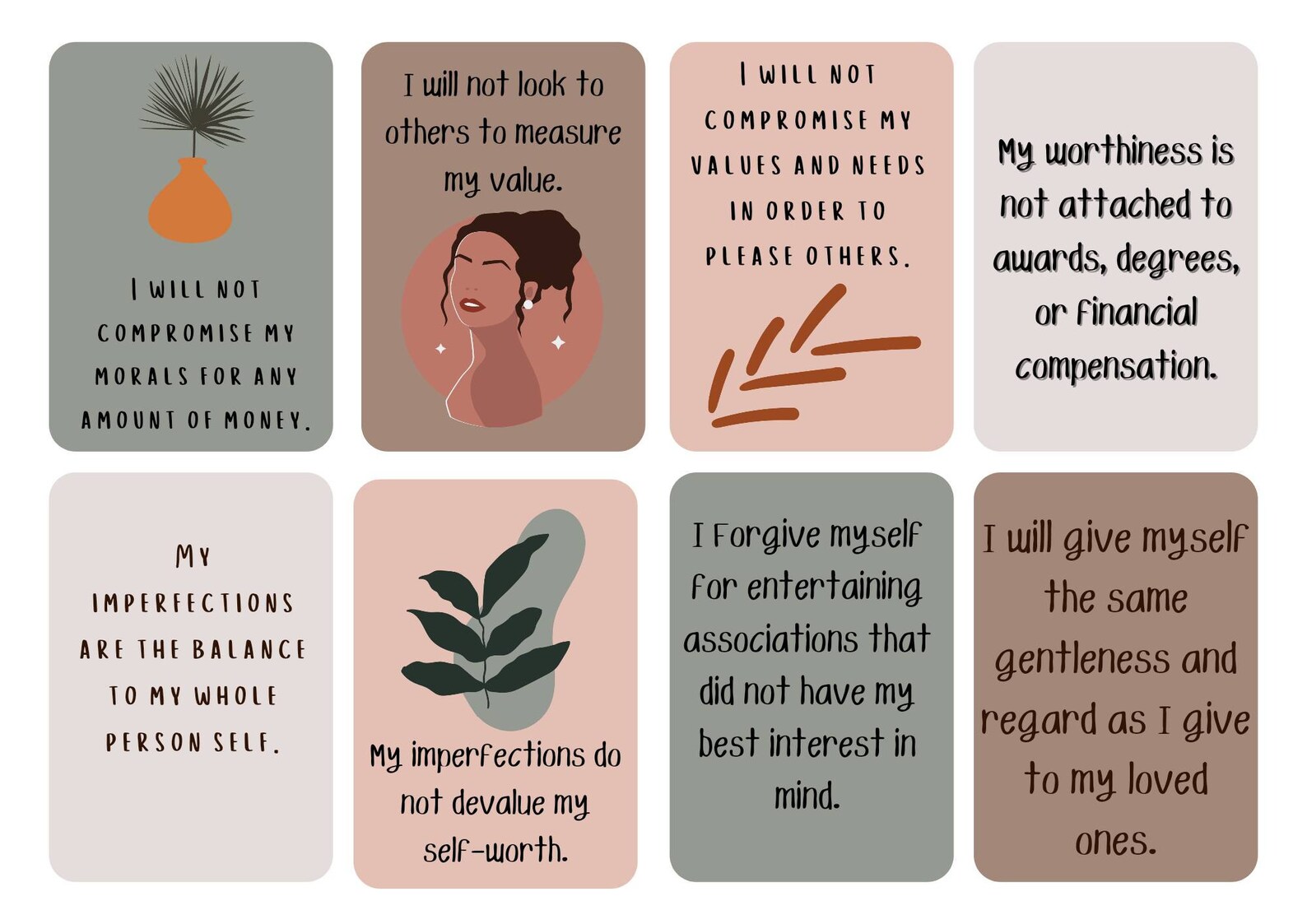 Boho Affirmation Cards Printable, Empowerment Confidence Cards ...