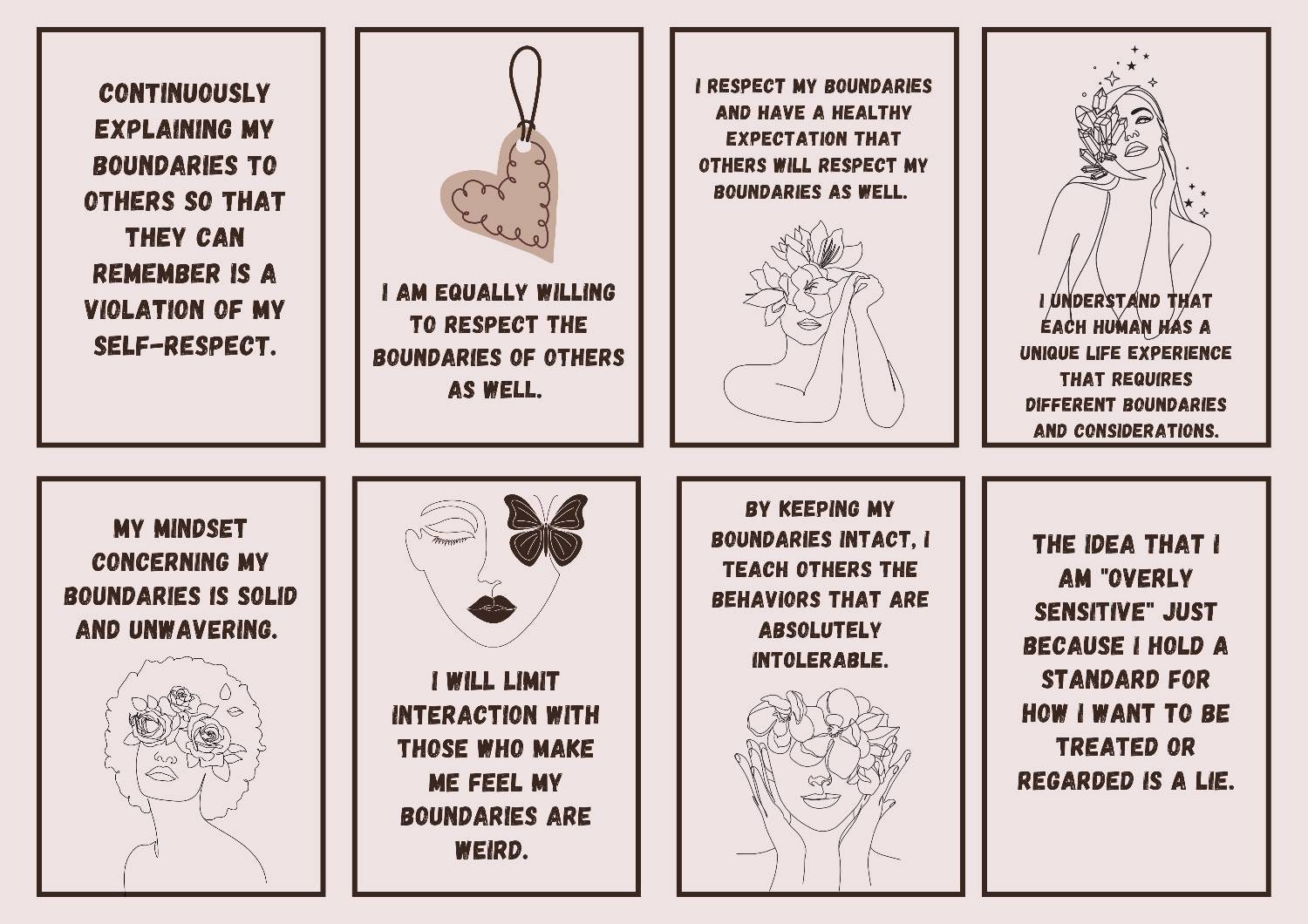 Boho Printable Affirmation Cards, Self Care Printable, Daily Affirmations, Setting Healthy ...