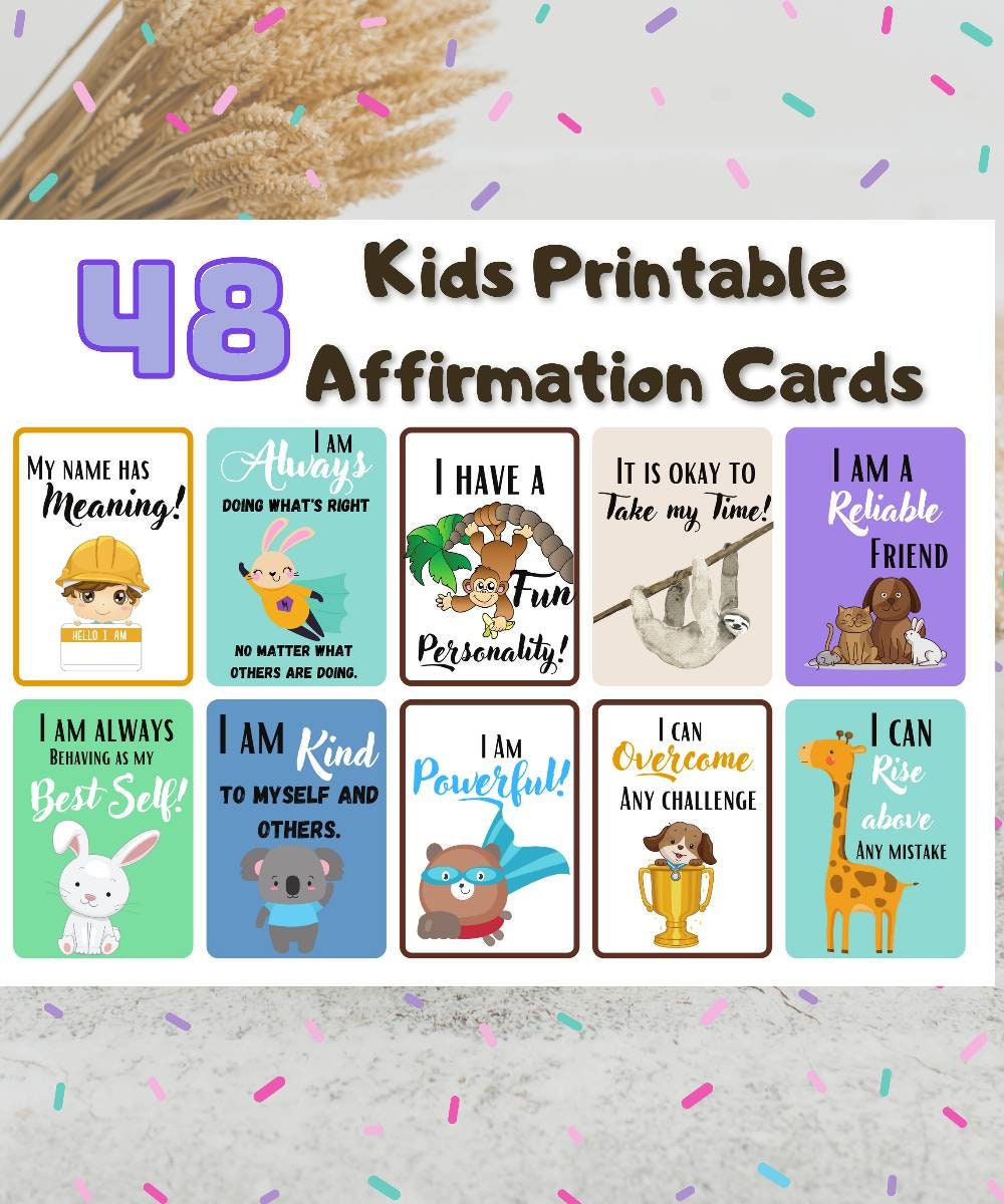 Children Affirmation Cards, Affirmations for Kids, Kids Animal Daily ...