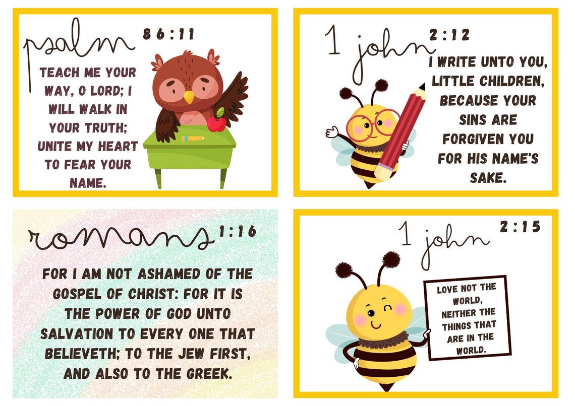 Kids Scripture Flashcards Printable Kids Bible Cards Kids - Etsy
