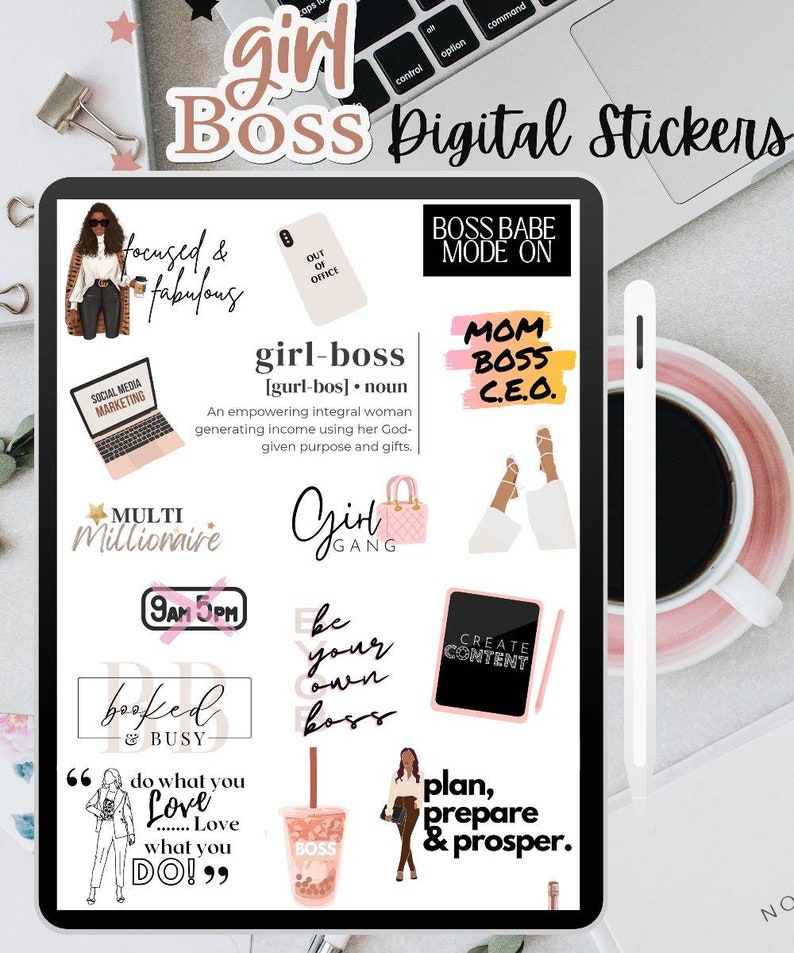 Girl Boss Business Planner Digital Stickers Work From Home - Etsy