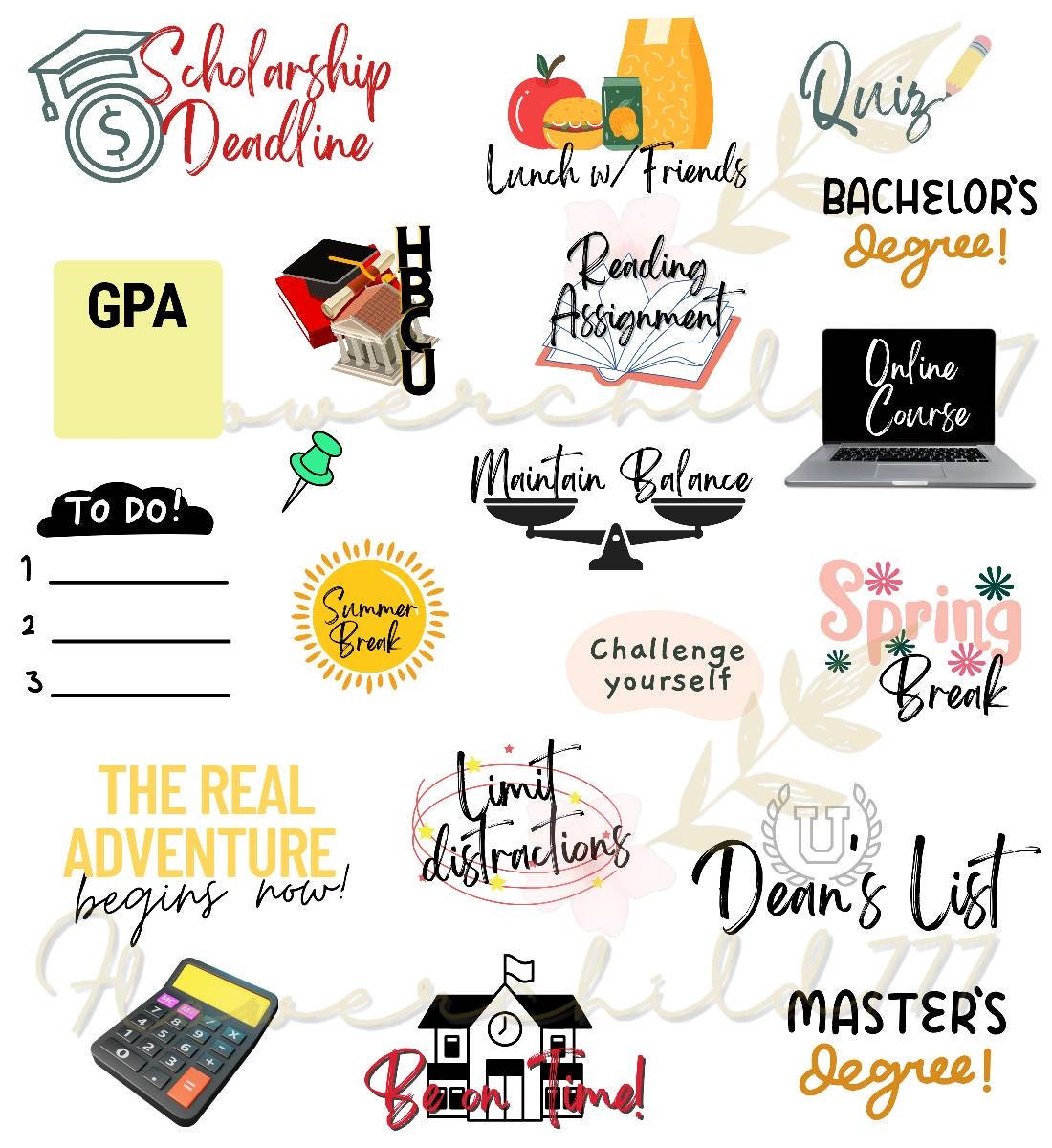 School Planner College Stickers Student Digital Stickers - Etsy