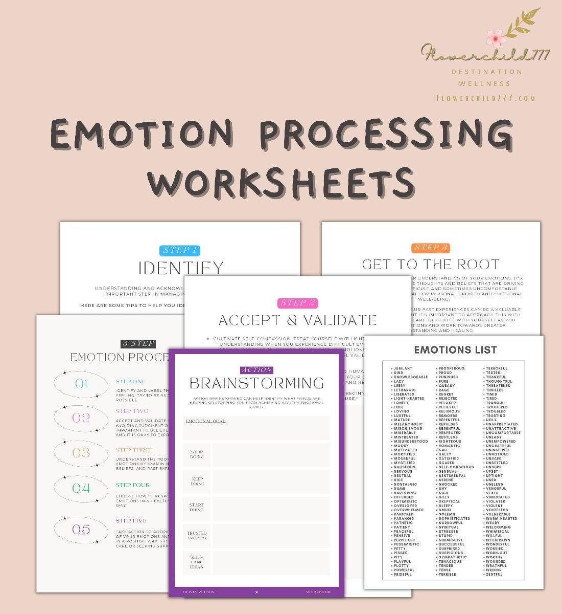 Emotion Processing Worksheets, Calming Corner, Emotions List, Trauma Processing, Therapy ...