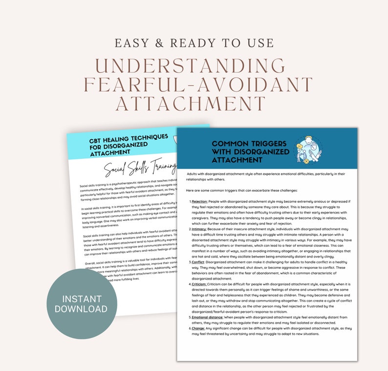 Heal Disorganized Attachment Style Workbook, Fearful Avoidant ...