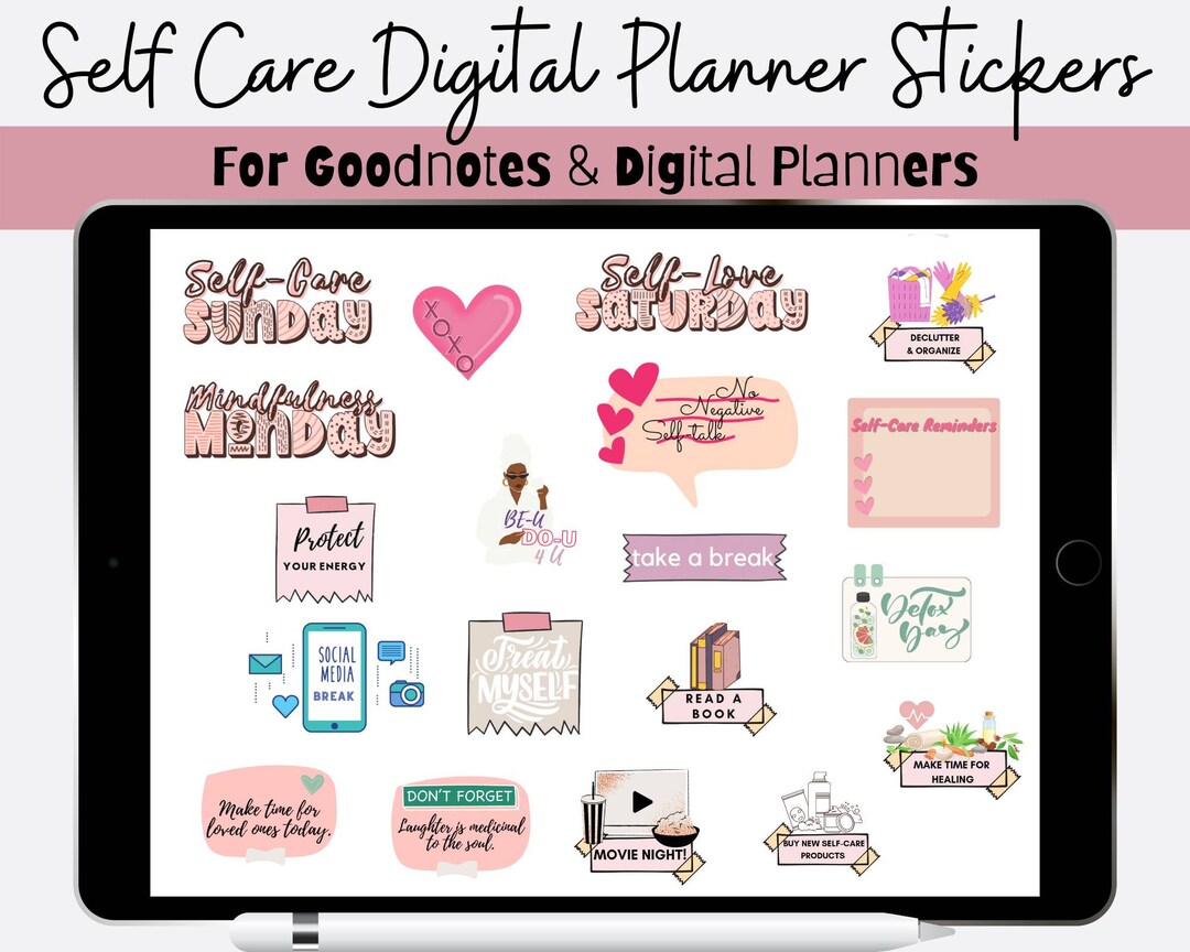 Self Care Planner Stickers, Goodnotes Stickers, Self Care Planner ...