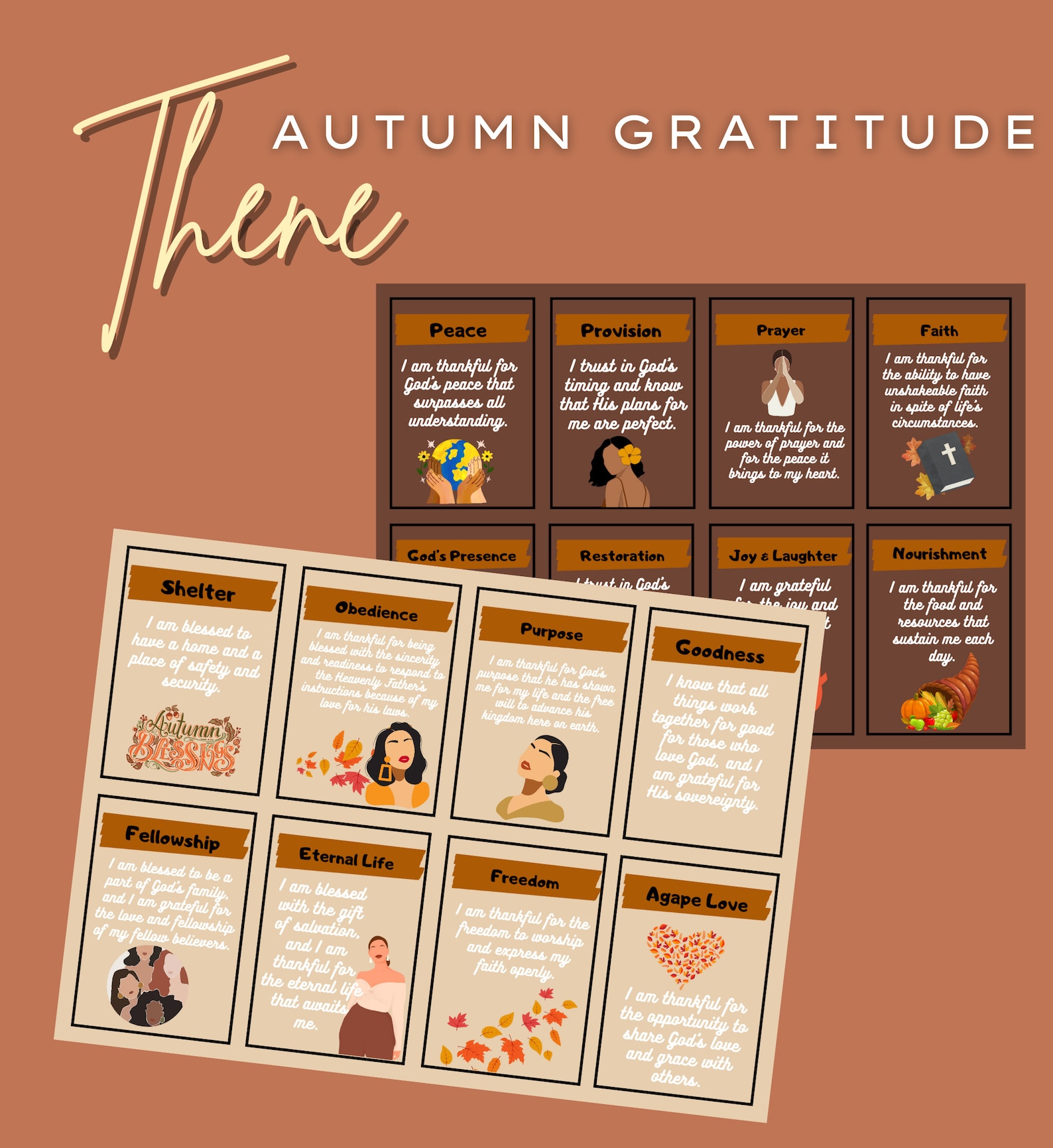 Autumn Gratitude Inspirational Fall Affirmation Cards Printable ...