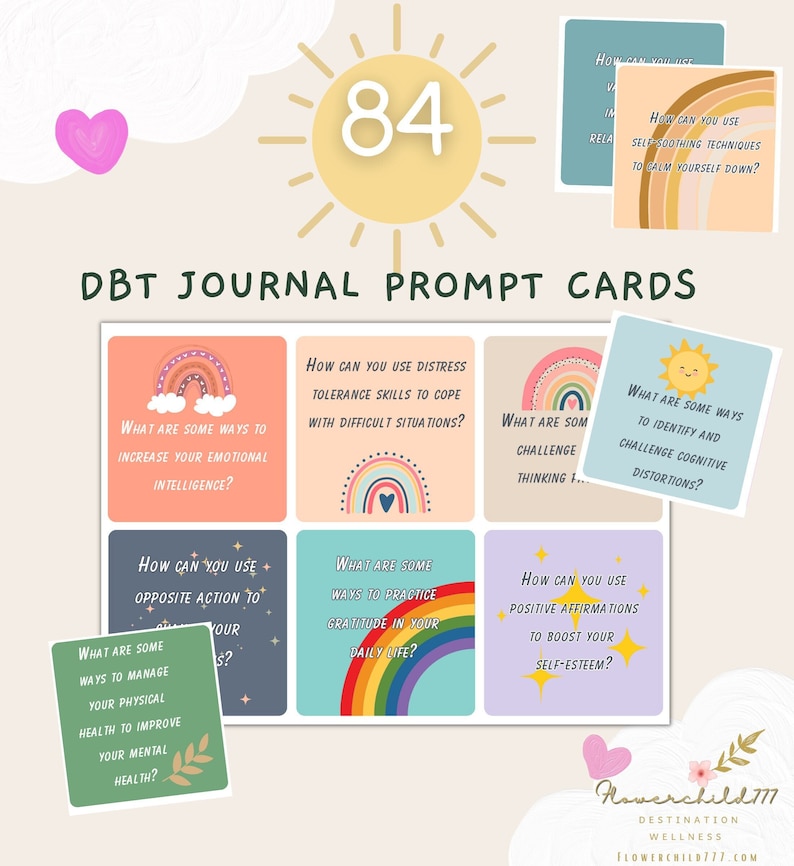DBT Journal Prompts, Emotional Regulation Cards, Mental Health ...