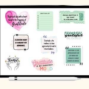 Digital Gratitude Planner Stickers, Goodnotes Journal Stickers ...