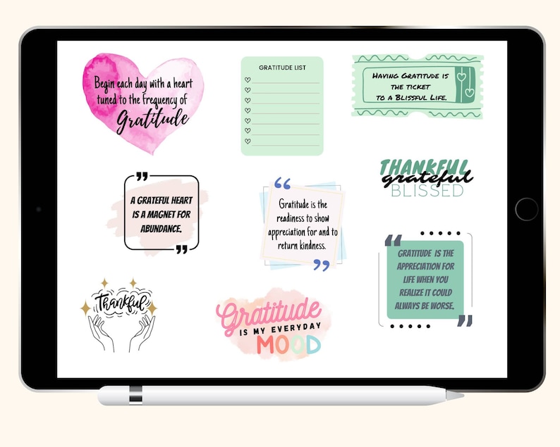 Digital Gratitude Planner Stickers, Goodnotes Journal Stickers ...