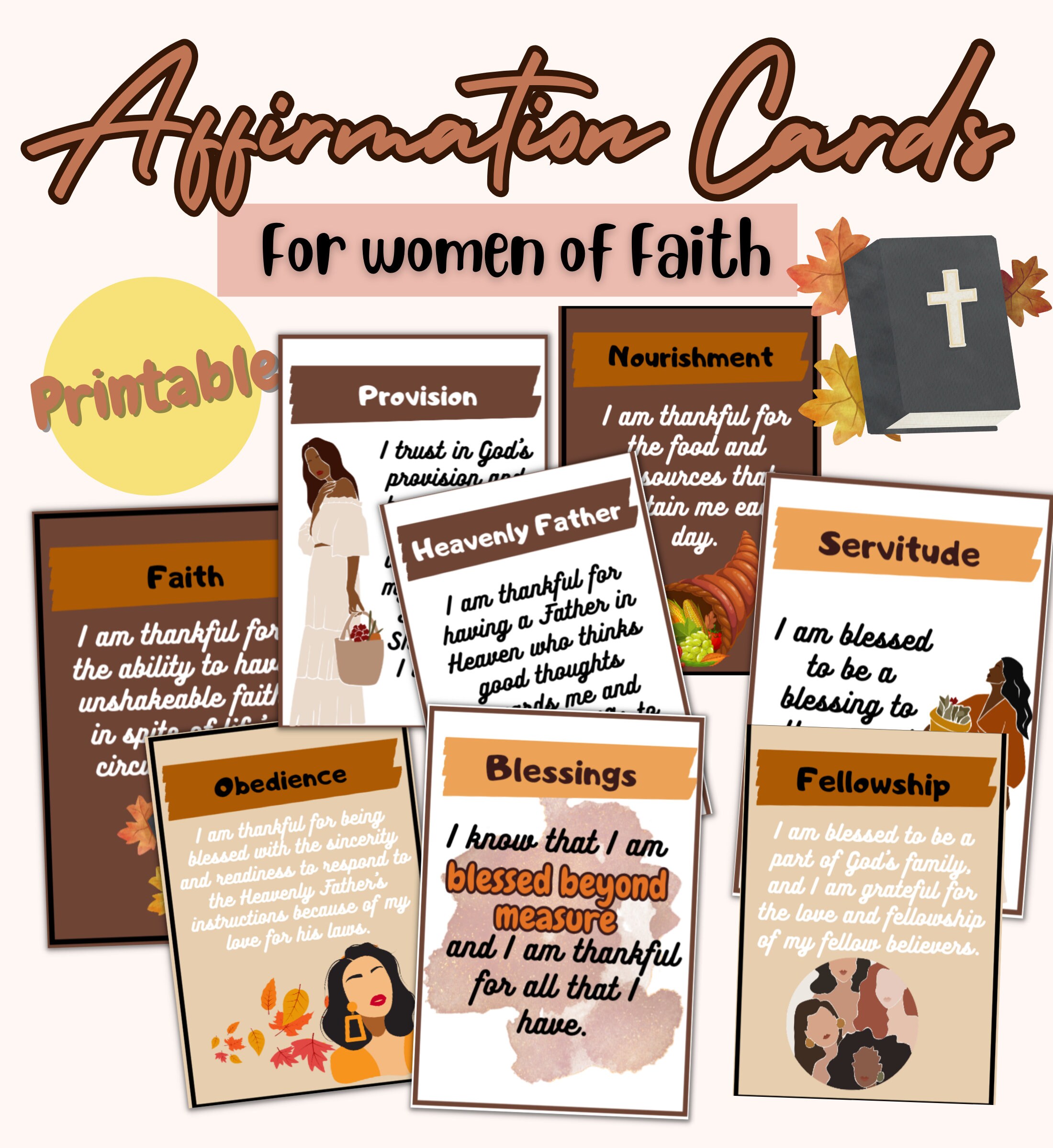 Autumn Gratitude Inspirational Fall Affirmation Cards Printable ...