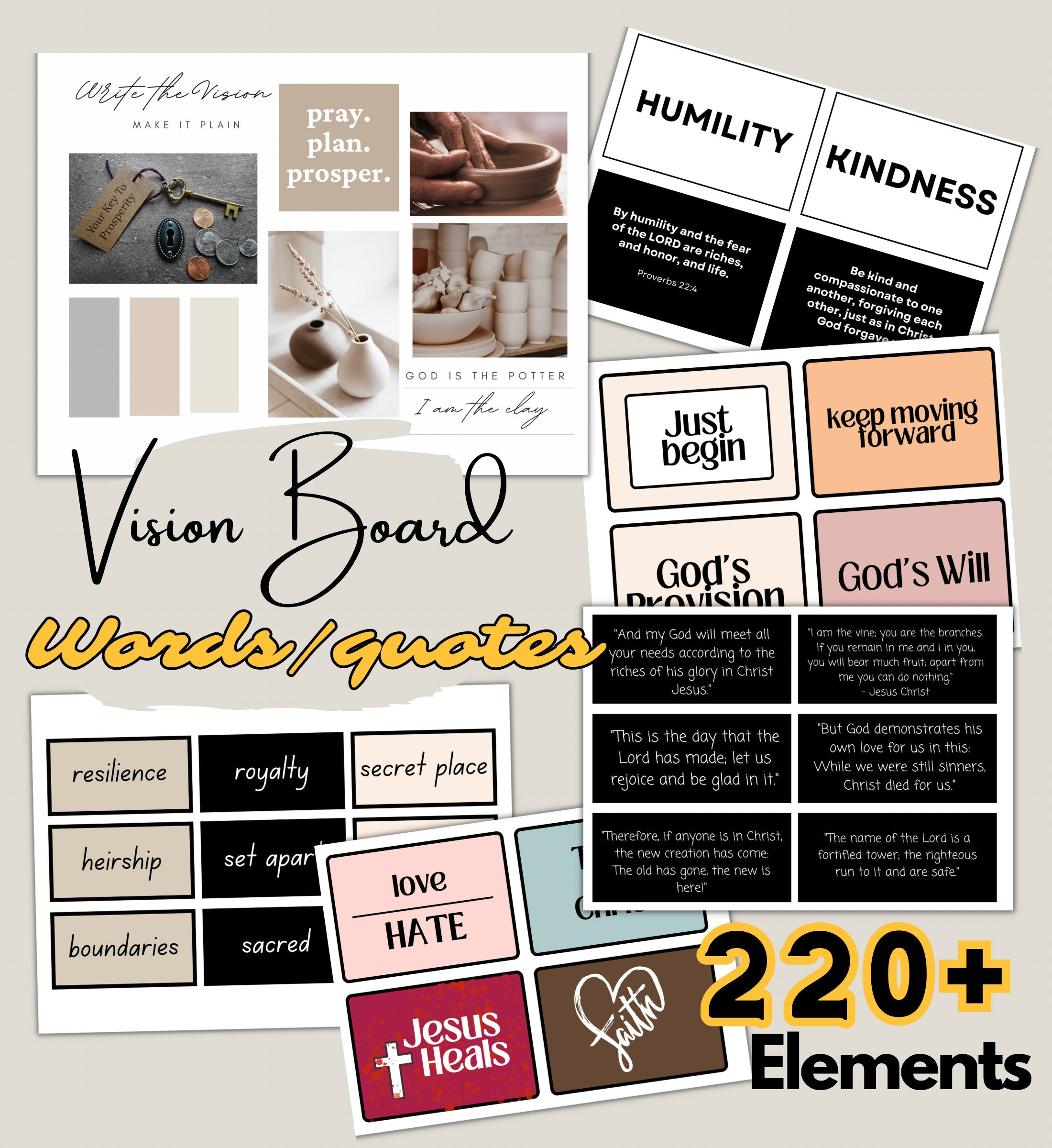 Printable Vision Board Quotes Christian Bible Verse Vision Board ...