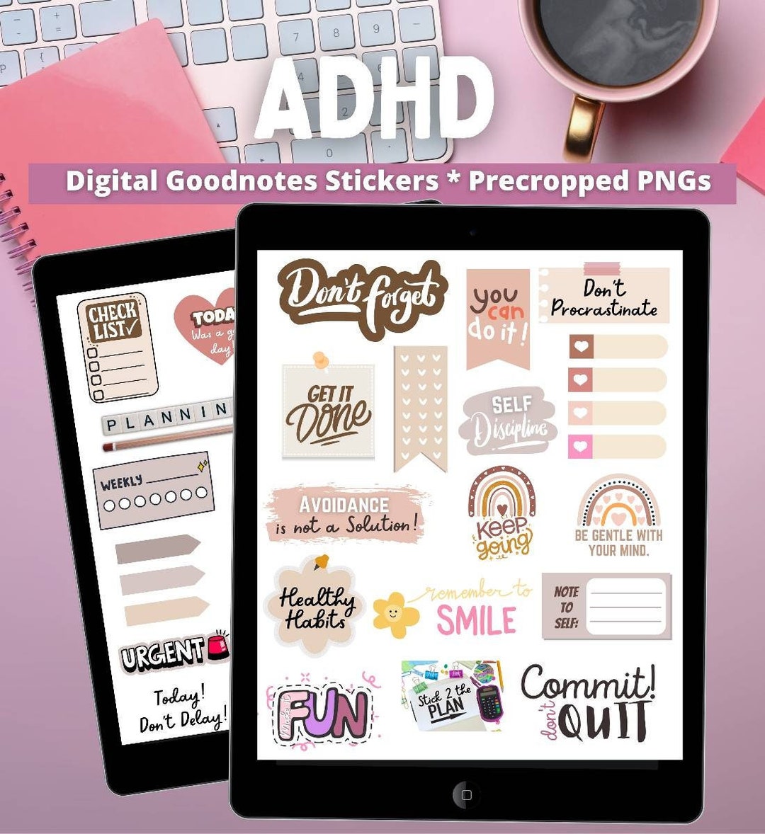 ADHD Planner Stickers, Rainbow Digital Stickers, Neurodivergent, ADHD ...