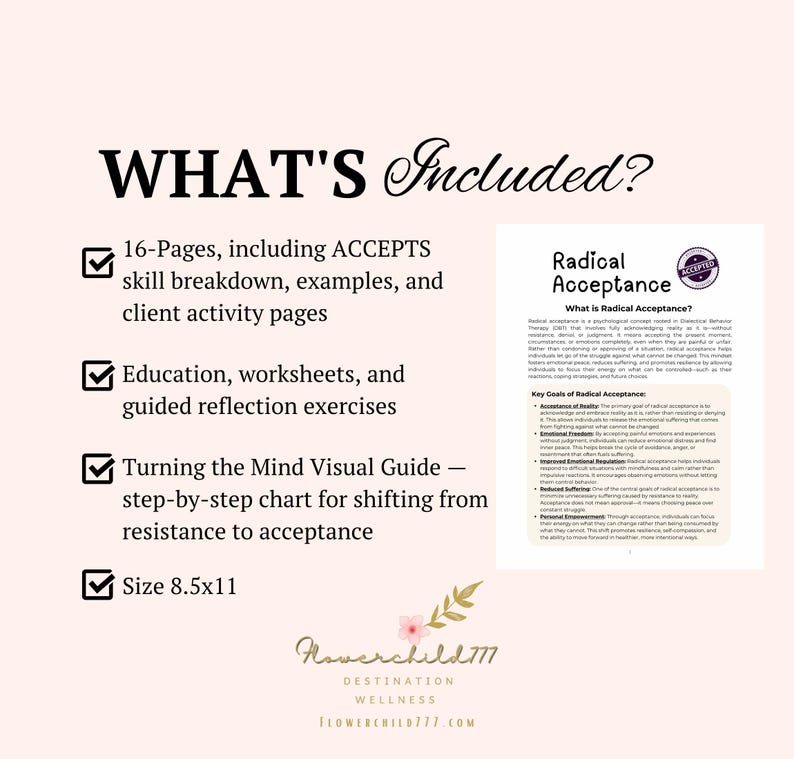 Radical Acceptance DBT Skills Worksheets | 16-page Turning the Mind ...