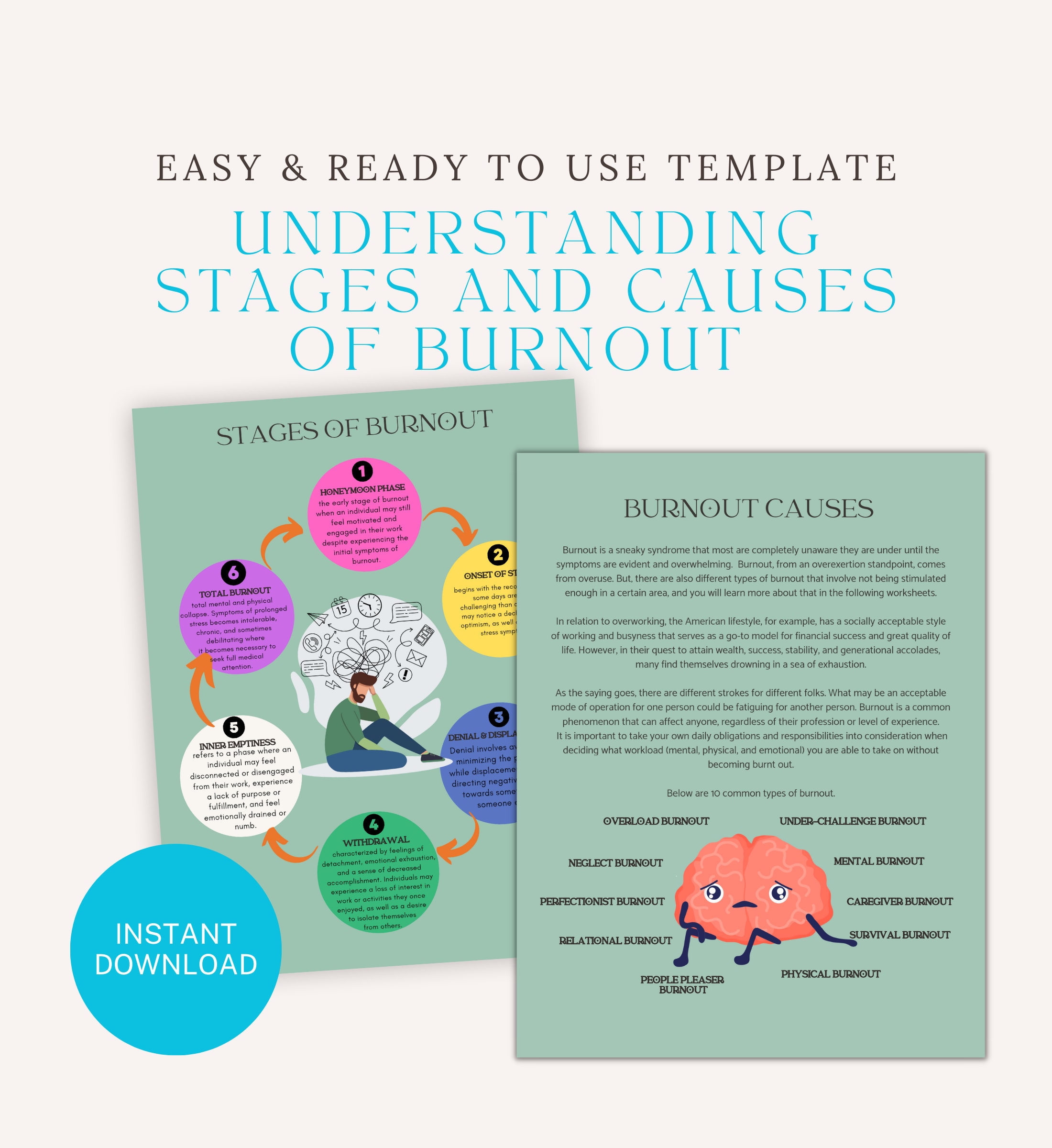 Self Care for Burnout Stay at Home Mom Burnout Tips Workbook, Stress ...