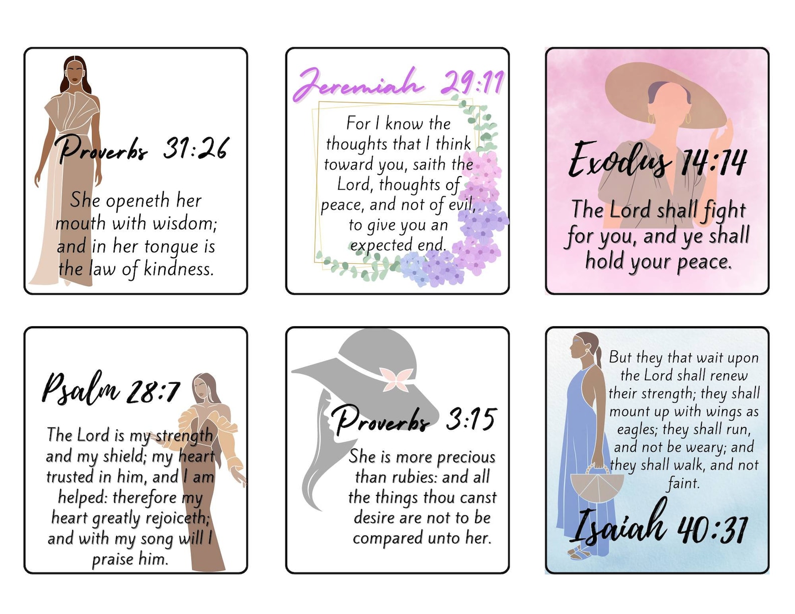 Bible Affirmation Cards, Bible Verse Printable Cards Digital Download ...