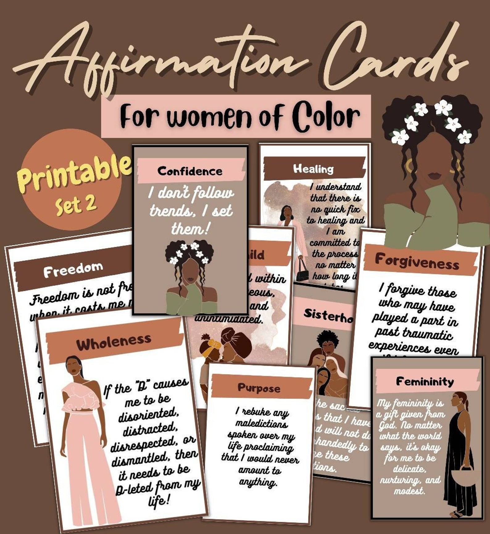 Black Girl Affirmation Cards Printable Black Girl Empowerment - Etsy
