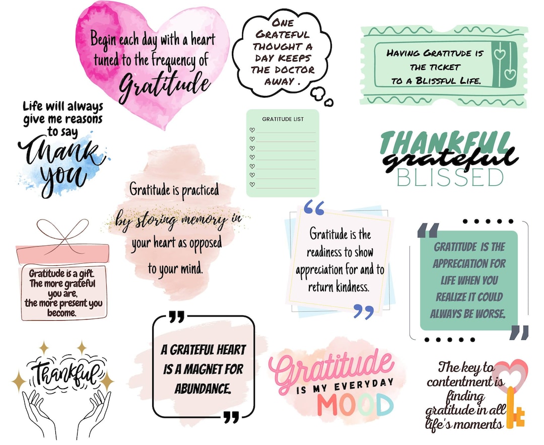 Digital Gratitude Planner Stickers, Goodnotes Journal Stickers ...