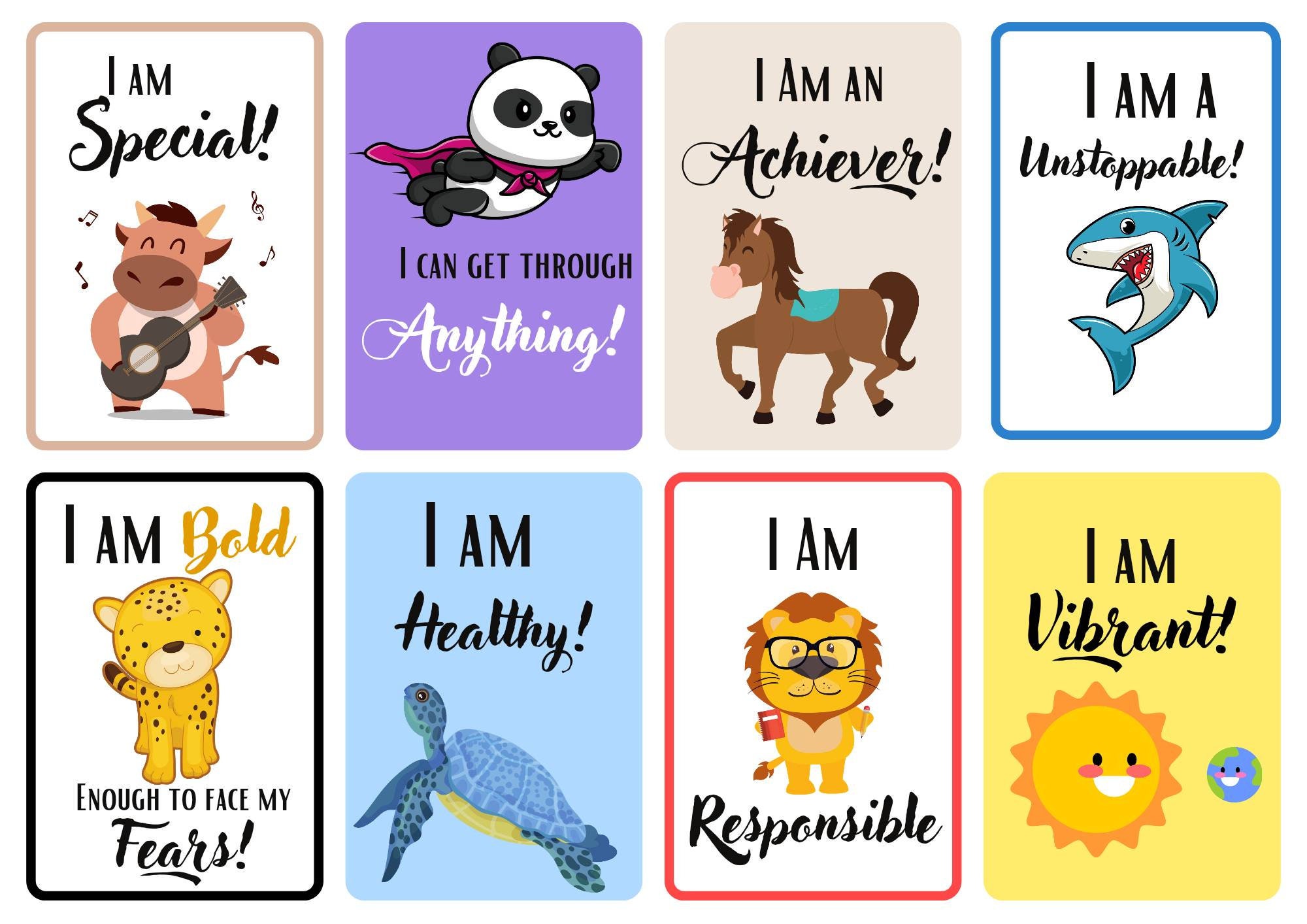 Children Affirmation Cards, Affirmations for Kids, Kids Animal Daily ...