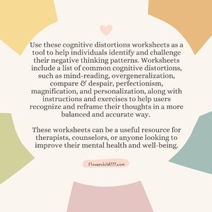 Thought Challenging Cognitive Distortions Worksheets, CBT Cognitive ...