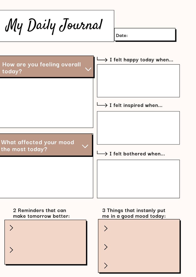 Mood Journal Emotions Wheel Daily Mood Tracker Monthly Mood - Etsy