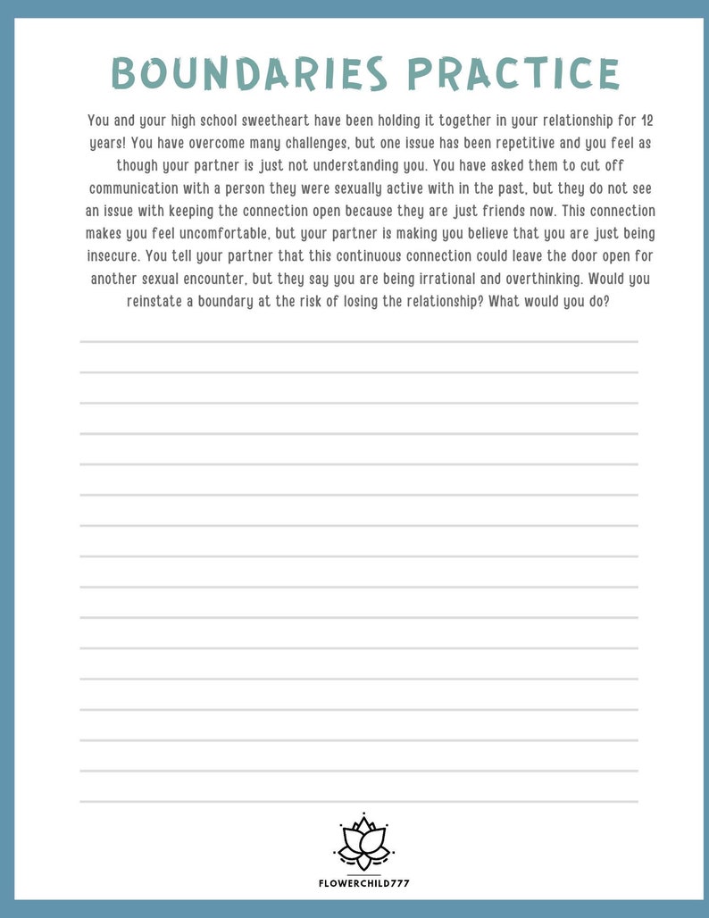 Boundaries Workbook, Printable Setting Boundaries Worksheet, Journal ...