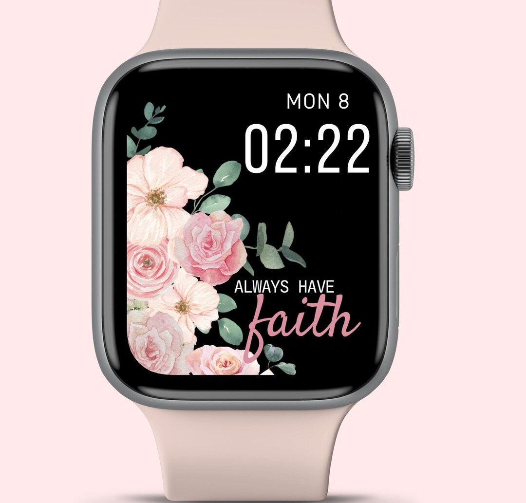 Floral Apple Watch Face Wallpaper, Faith Png, Butterfly Digital Watch ...