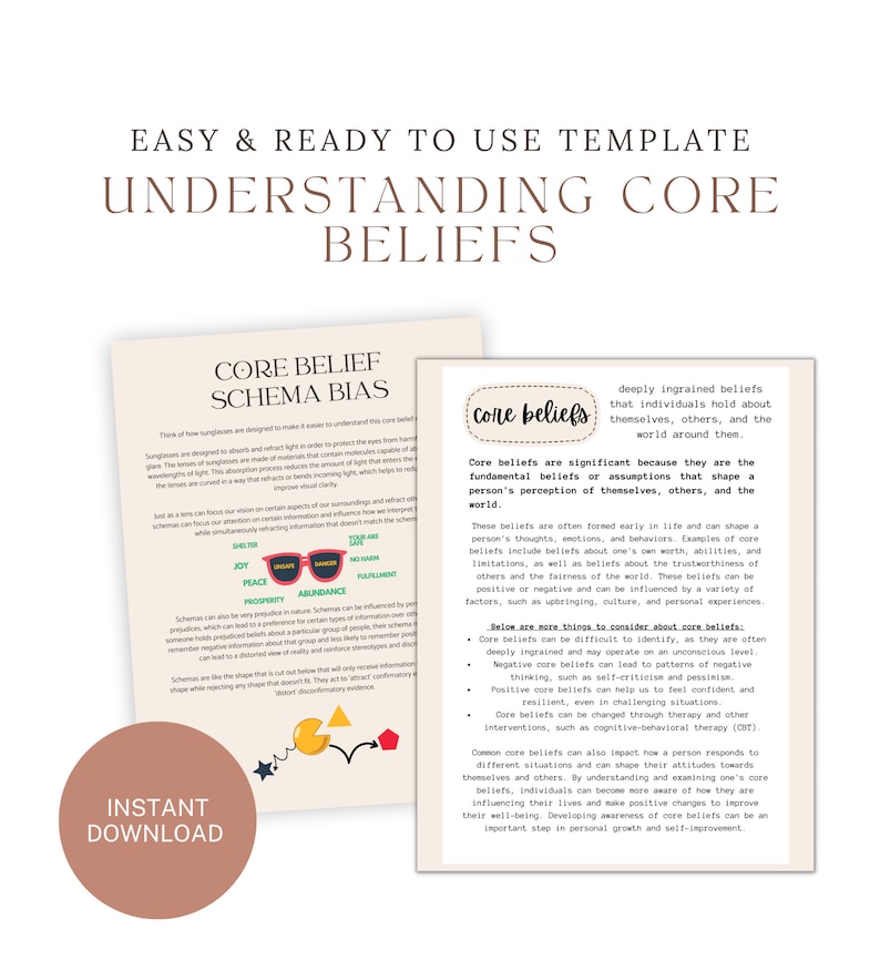 Core Beliefs Worksheet Pdf Maladaptive Beliefs, Cognitive Distortions ...