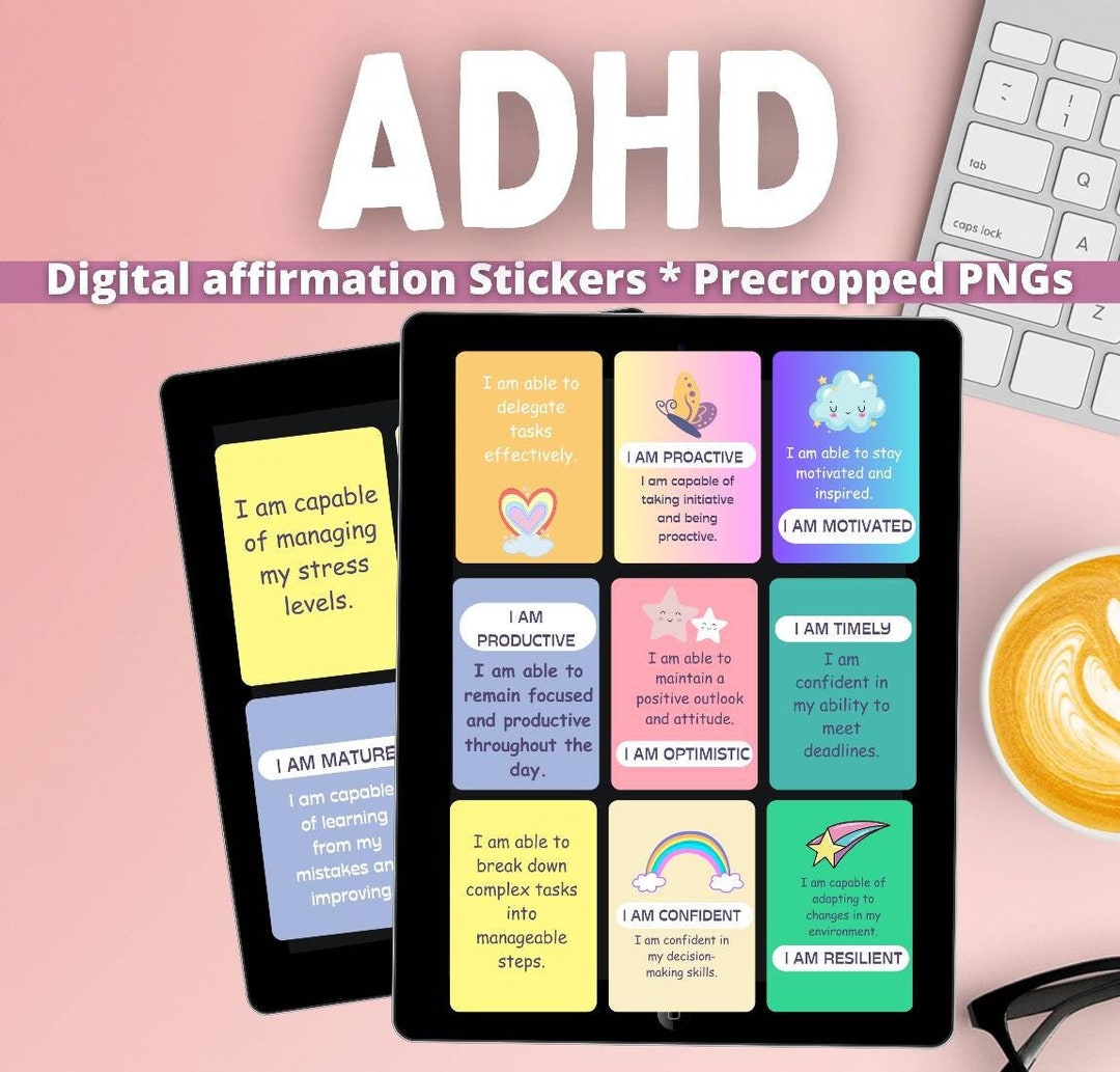 ADHD Digital Planner Stickers, Digital Affirmations, Neurodivergent ...