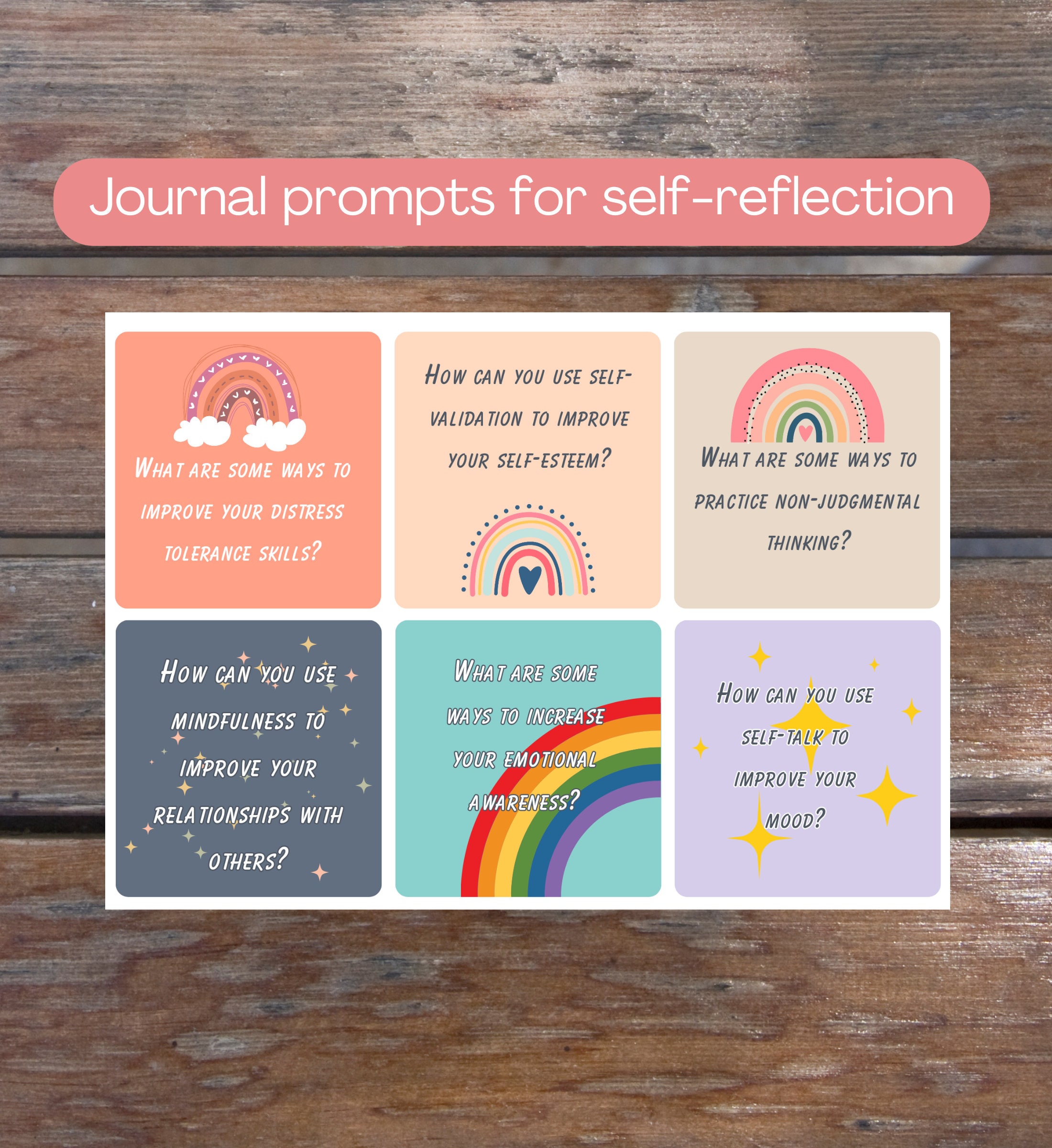 DBT Journal Prompts, Emotional Regulation Cards, Mental Health ...