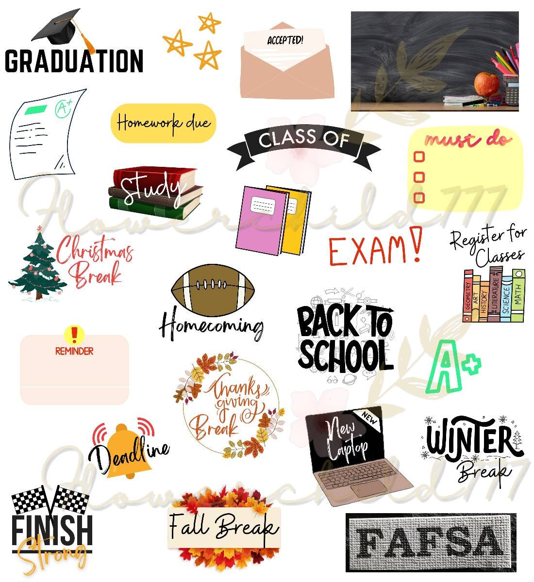 School Planner College Stickers Student Digital Stickers - Etsy