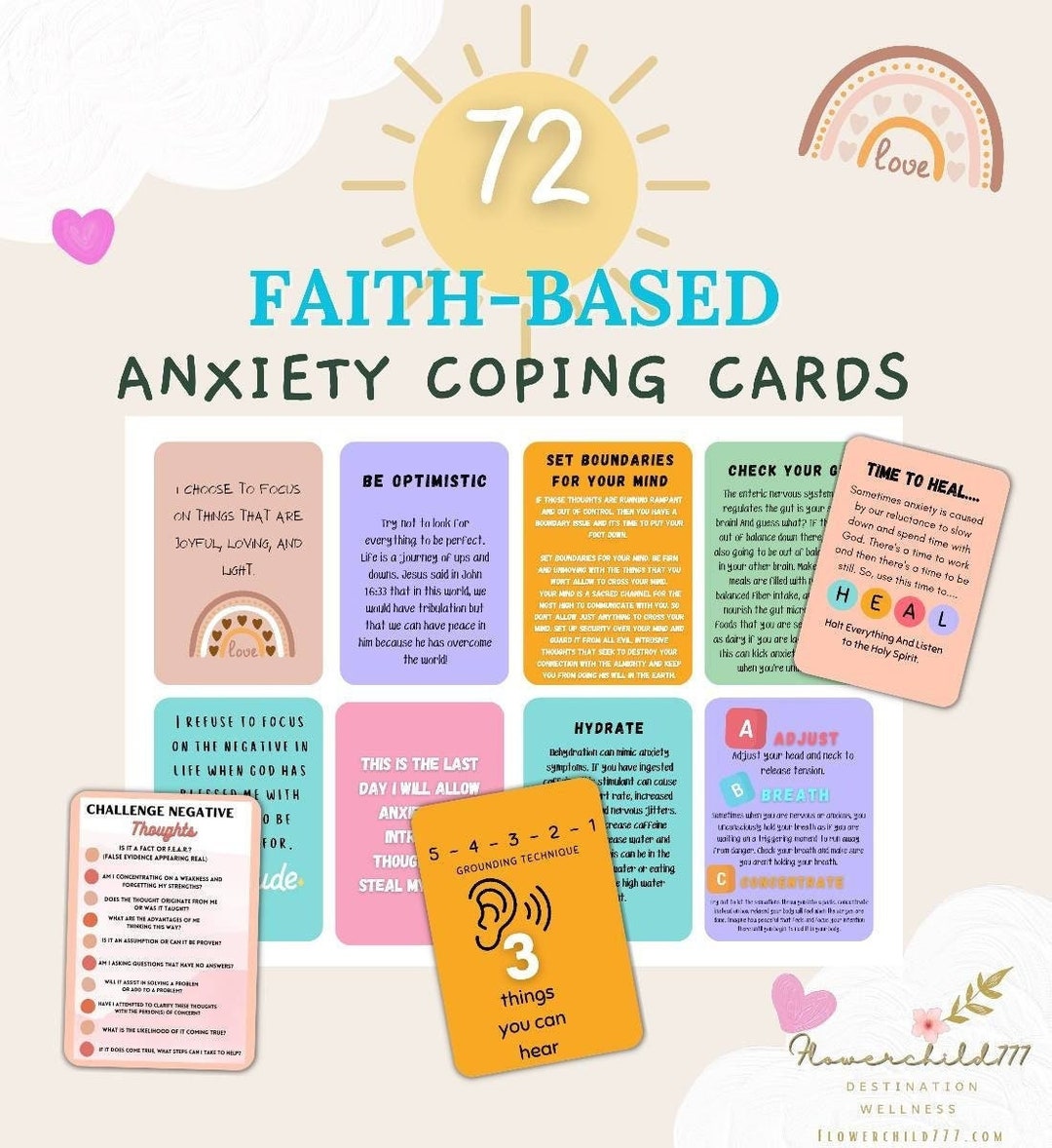 Anxiety Coping Skills Pdf, Christian Therapy Anxiety Affirmation Cards ...
