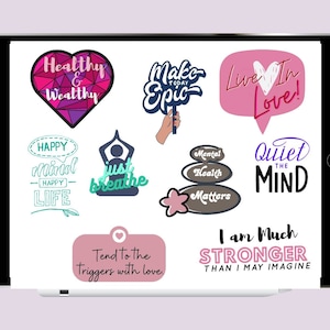 Mental Health Calm Mindfulness Planner Stickers, Motivational Png ...