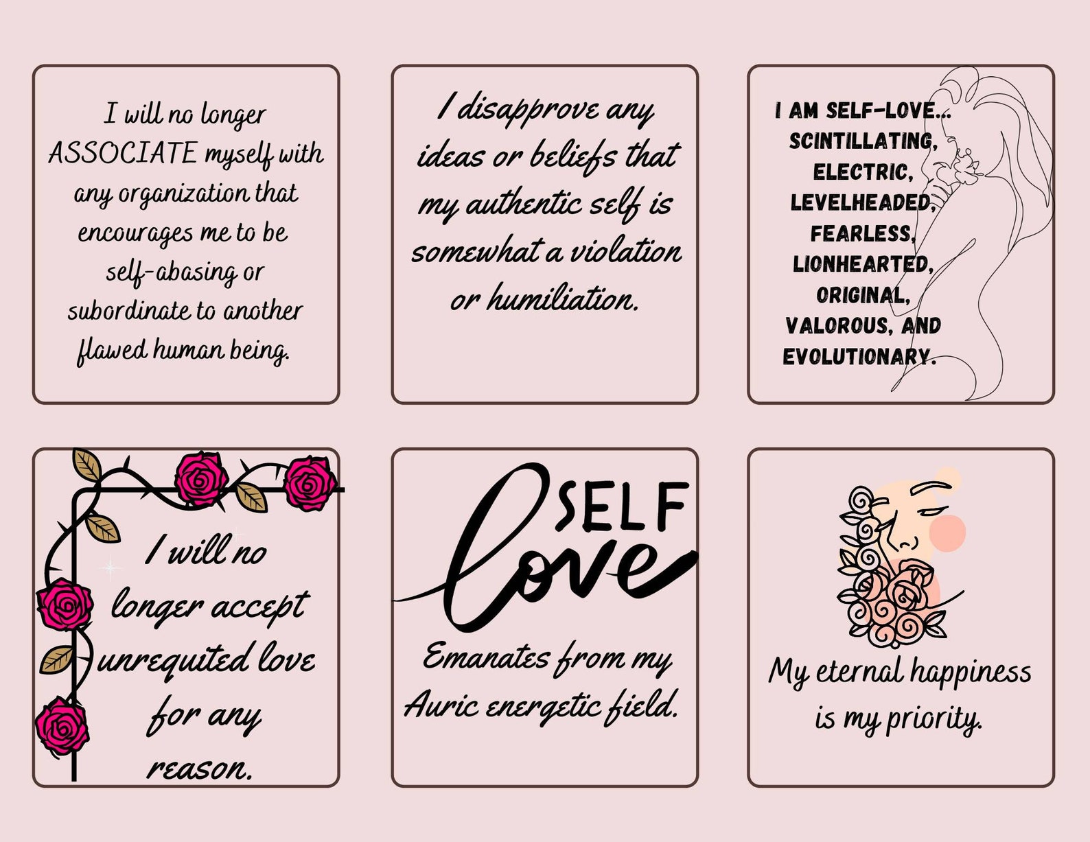 Affirmation Self Love Cards Self Care and Self Love Printable - Etsy